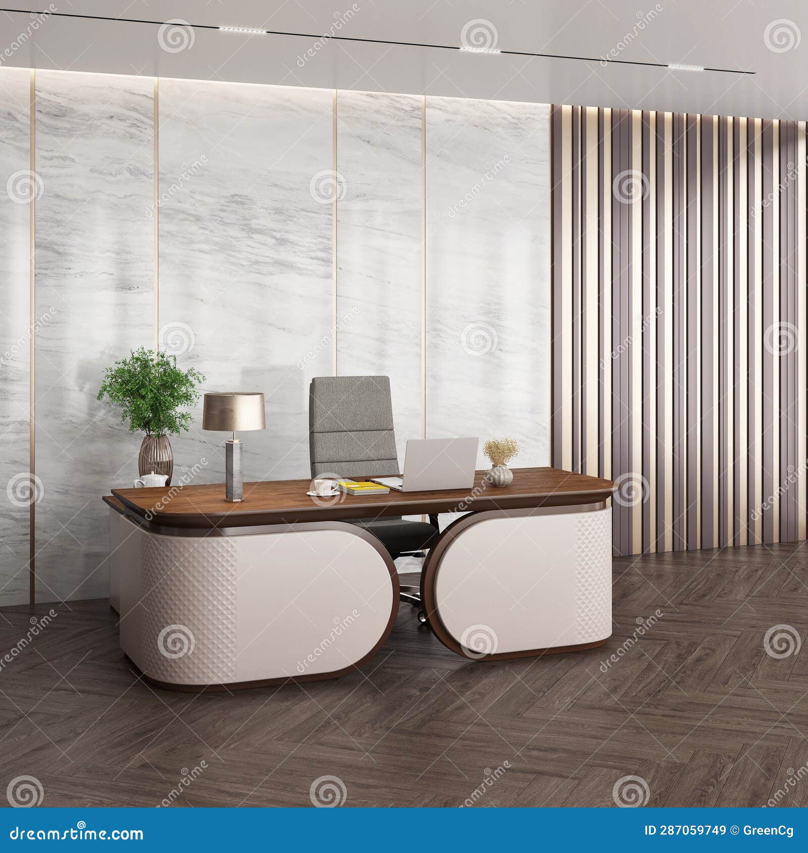 3D Rendering of the Management Table Set Stock Illustration ...
