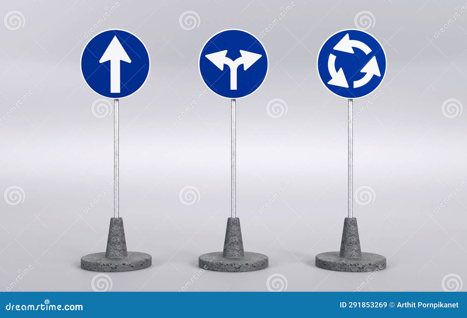 3D Rendering of Mandatory Road Signs, Traffic Regulatory, Traffic Laws ...