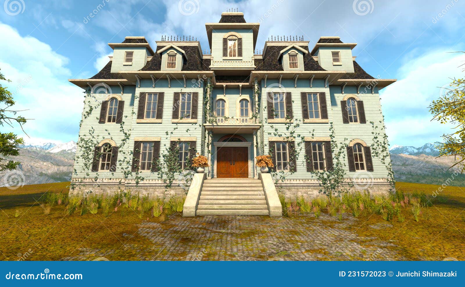 3D Rendering of the Mansion Stock Illustration - Illustration of vast ...