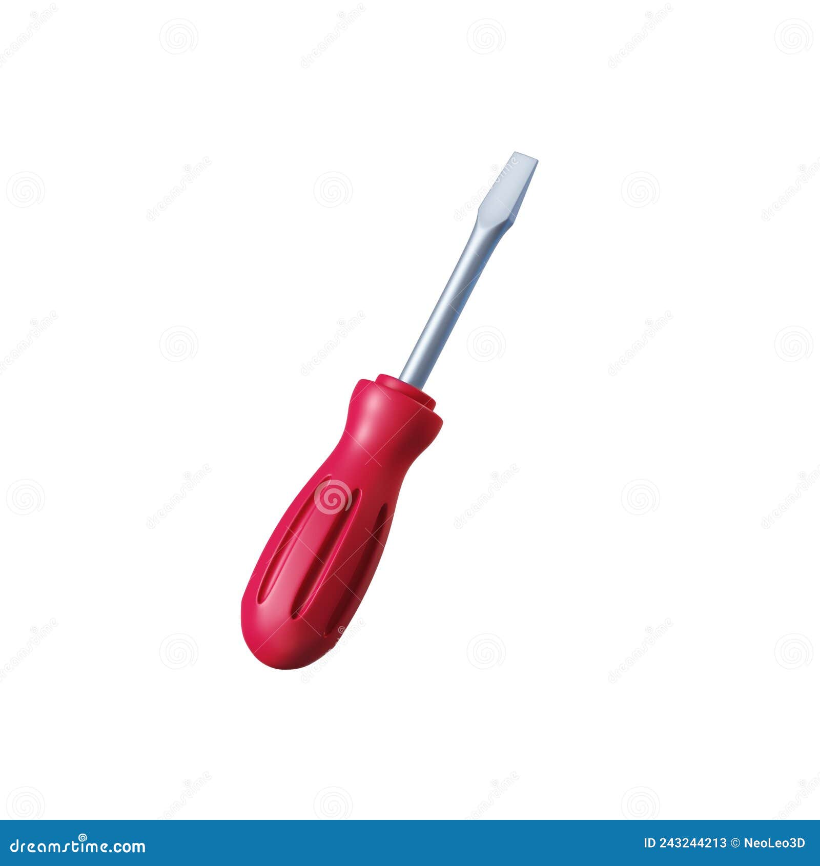 3d Rendering, Manual Screwdriver Tool with Red Handle. Construction ...