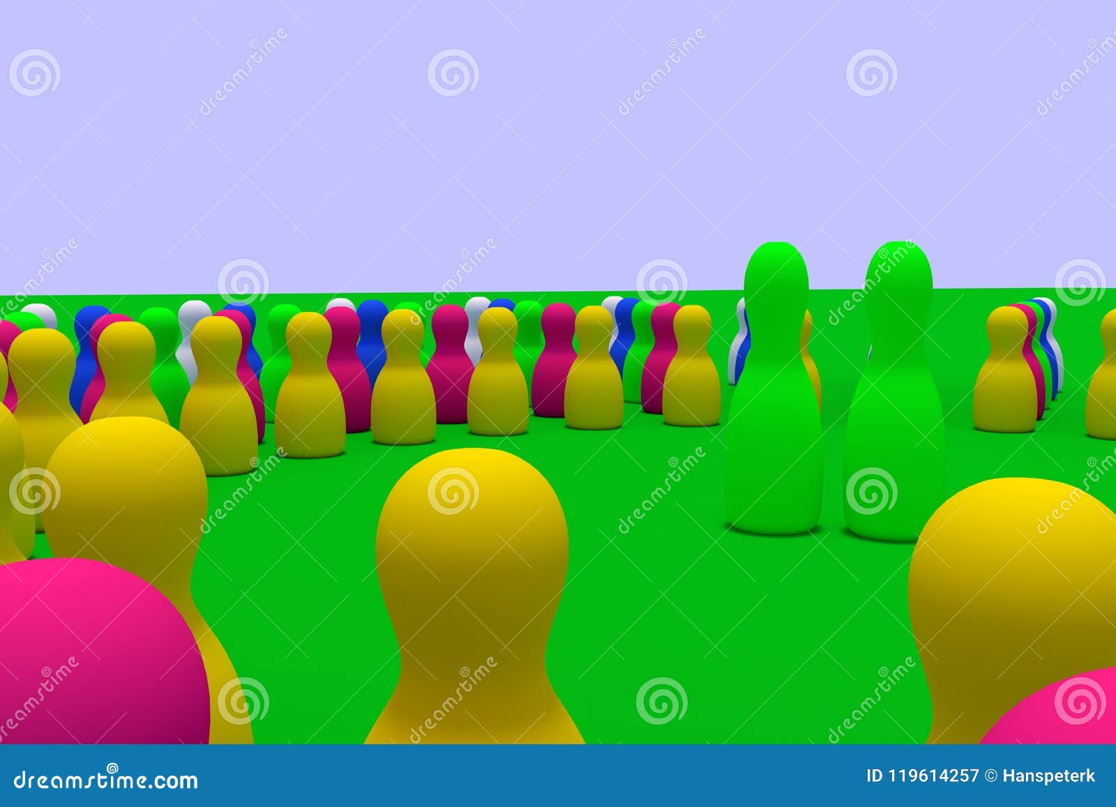 3D Rendering of Many Figures in Circular Arrangement Stock Illustration ...