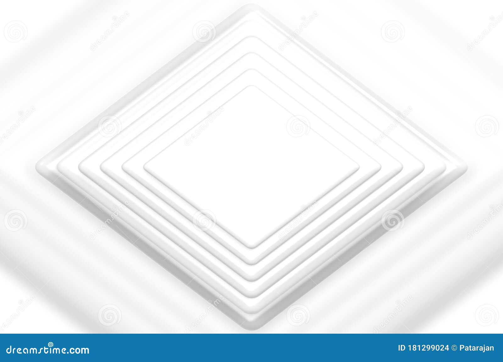 3d Rendering. Many Layer Of Empty White Square Grid Paper Plate Or ...