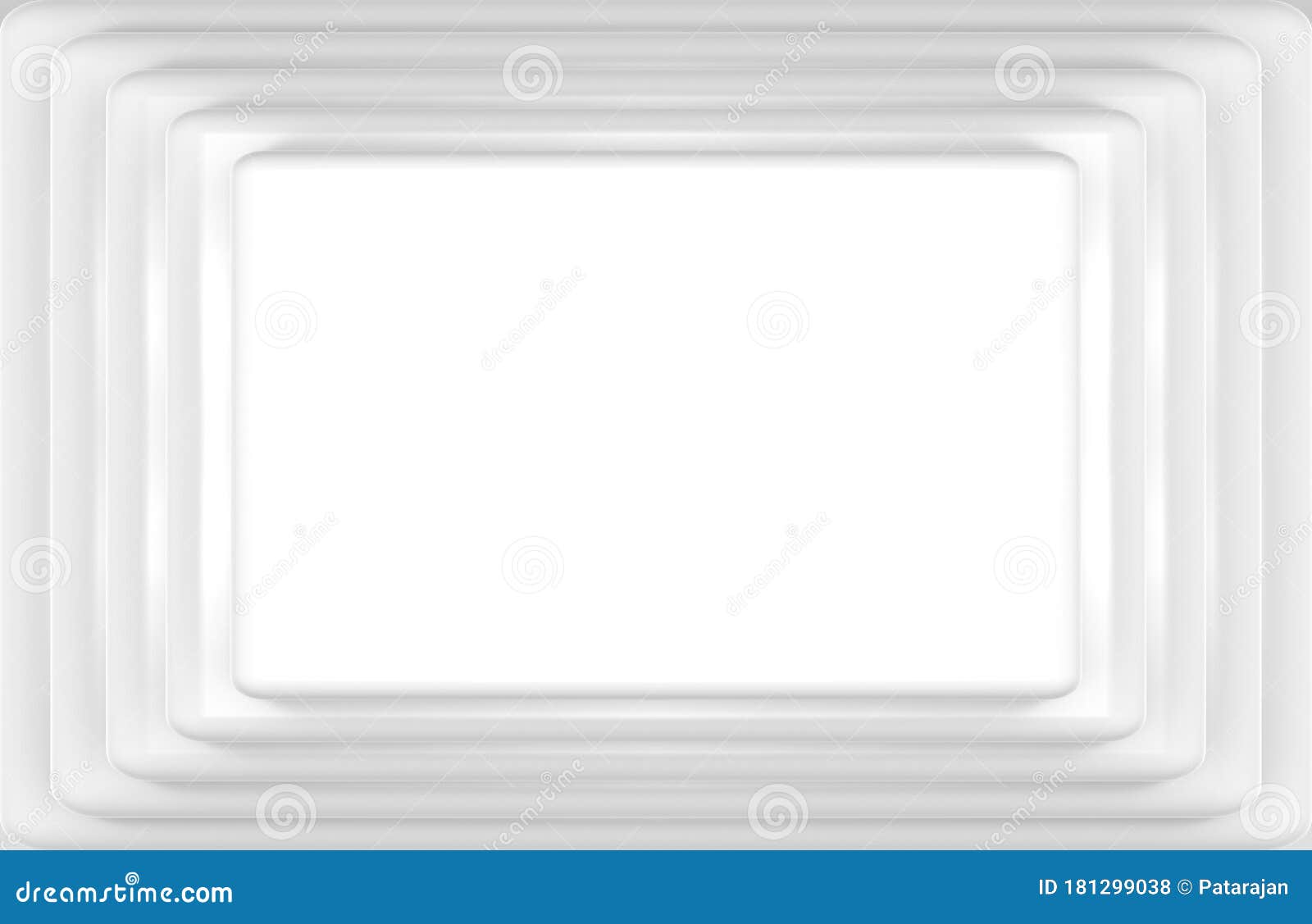 3d Rendering. Many Layer of Empty White Square Rectangle Paper Plate or ...