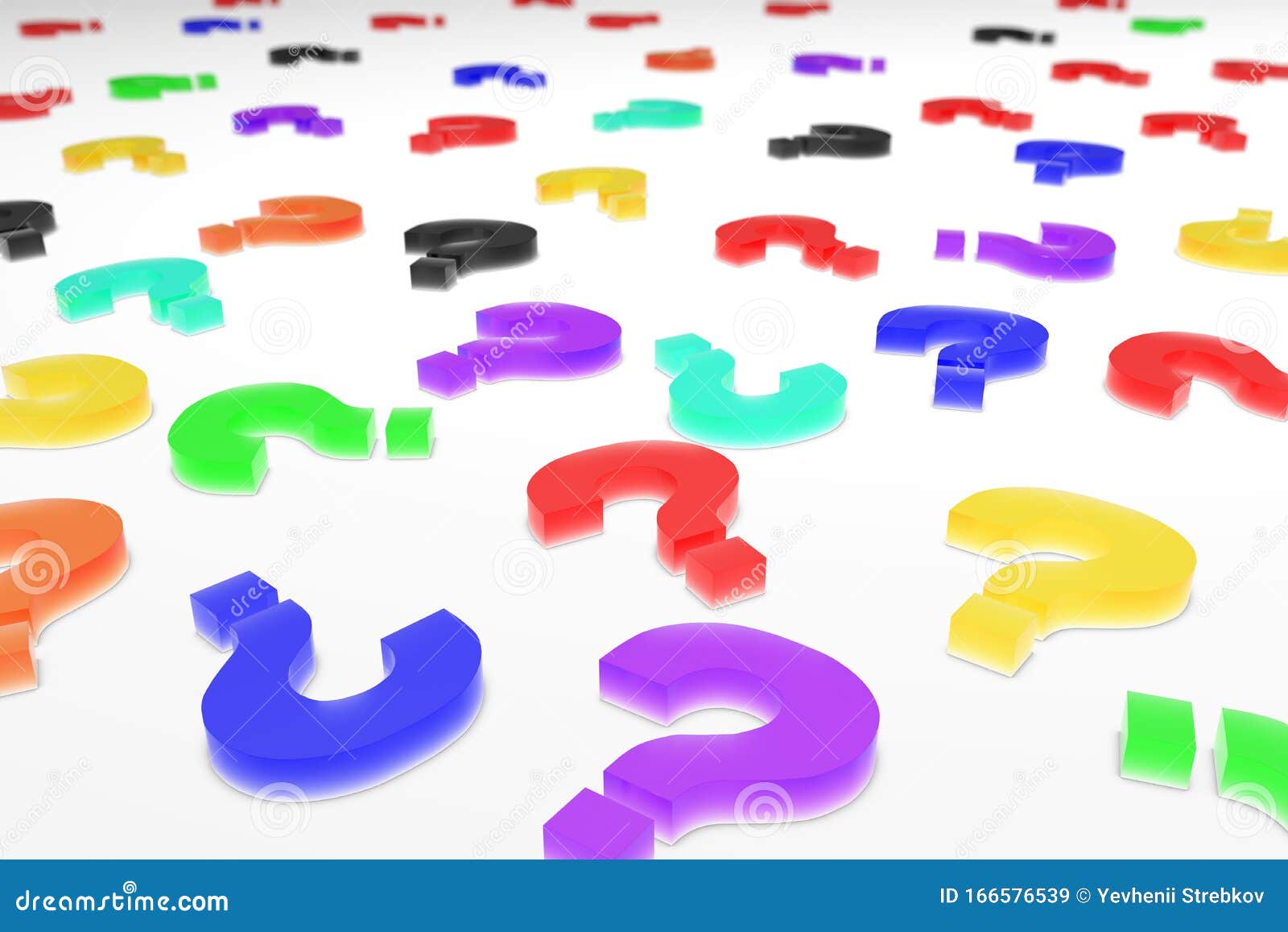 3D Rendering of Many Multi-colored Question Marks Stock Illustration ...