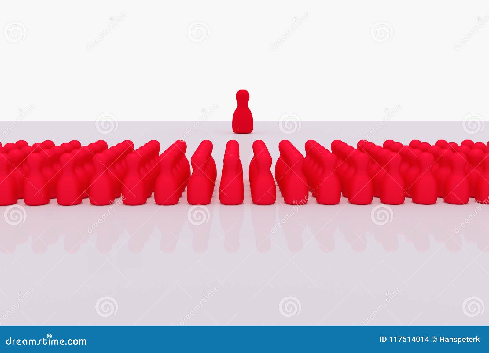 Many Red Figures Standing on a White, Glossy Surface Stock Illustration ...