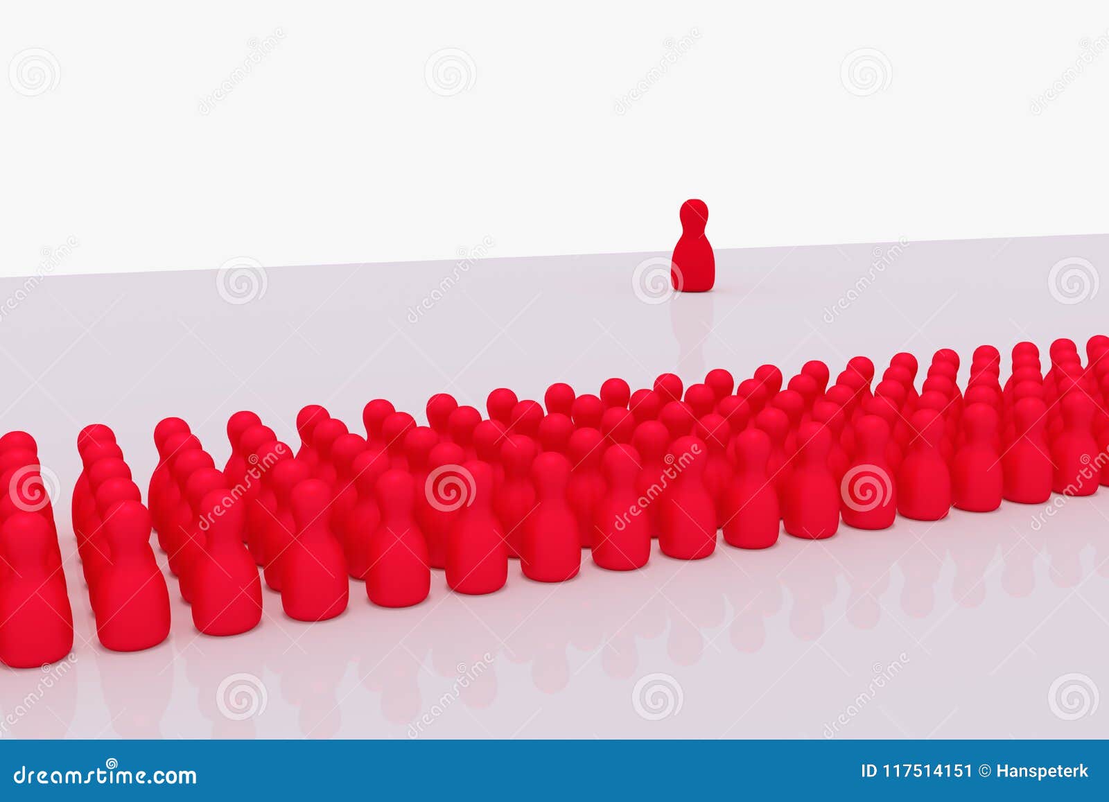 Many Red Figures Standing on a White, Glossy Surface Stock Illustration ...