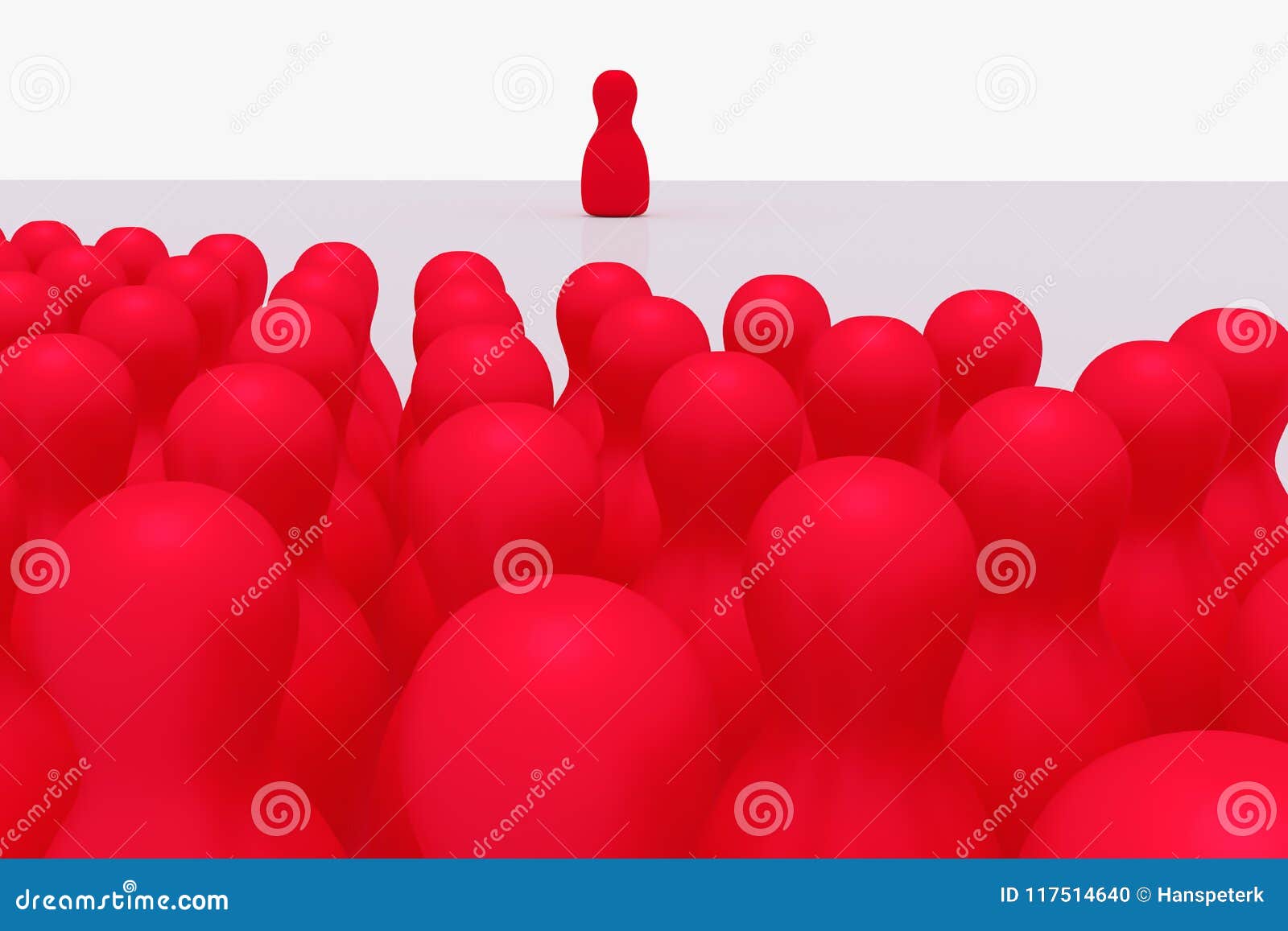 Many Red Figures Standing on a White, Glossy Surface Stock Illustration ...