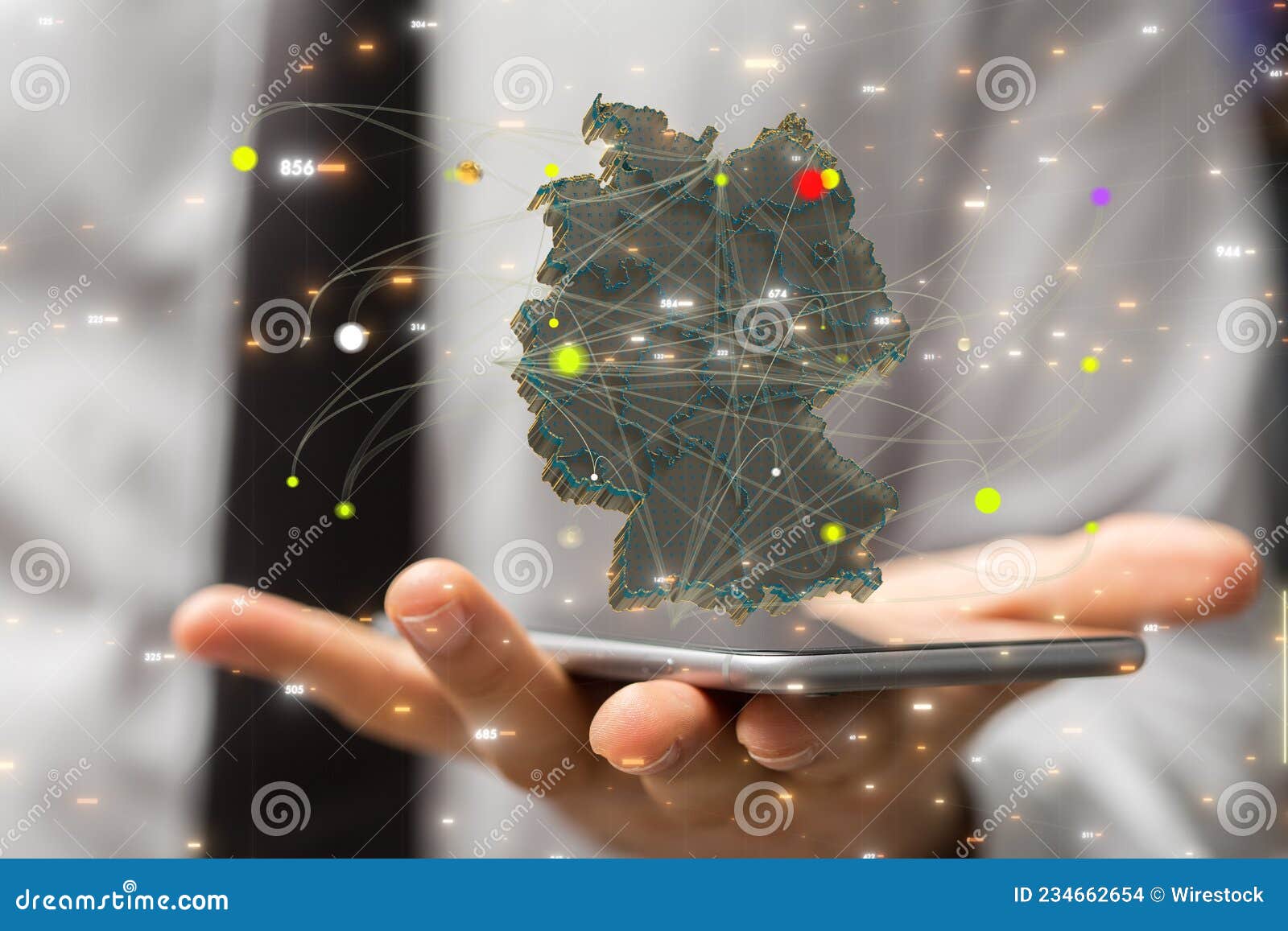 3d Rendering Map of Germany Consisting of Triangles, Lines in a Smart ...