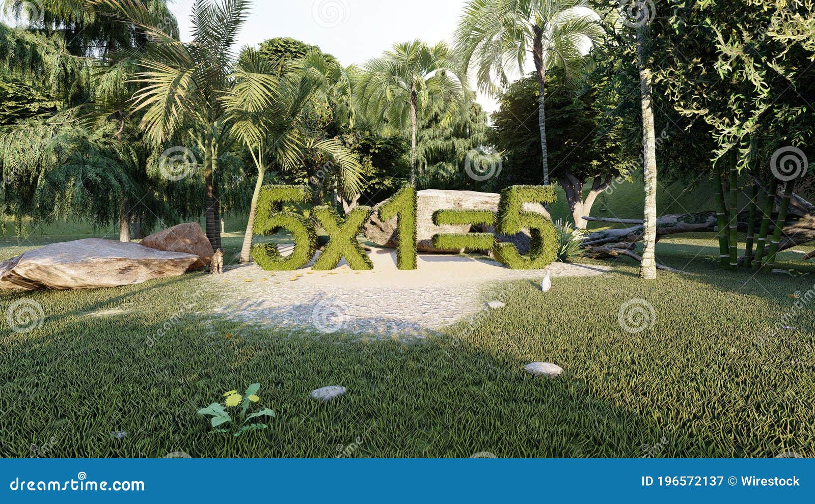 3D Rendering Of A Mathematical Equation With Grassy Texture On Nature ...