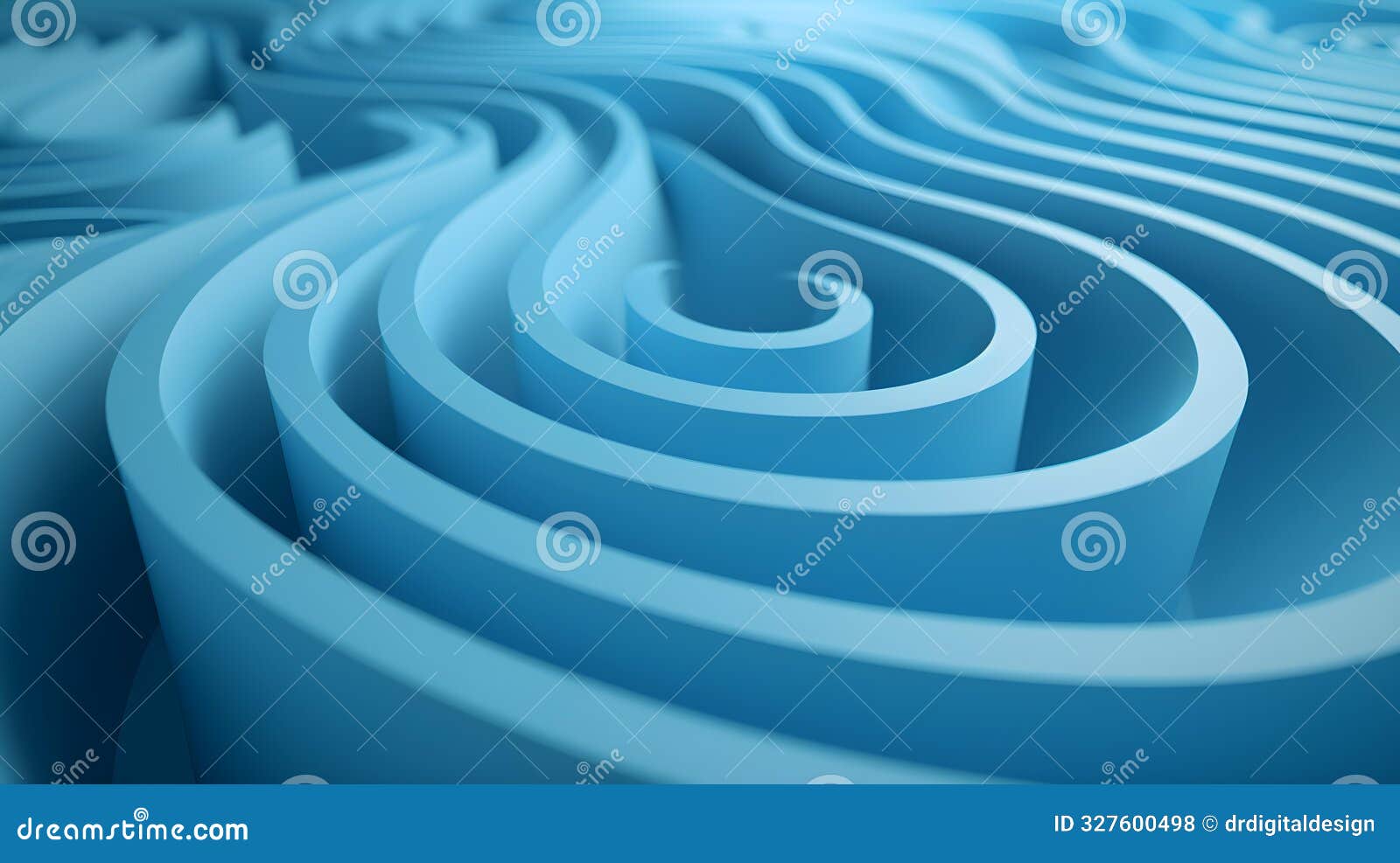 Abstract Background of a Curved Maze in Blue Colors. 3D Render Stock ...