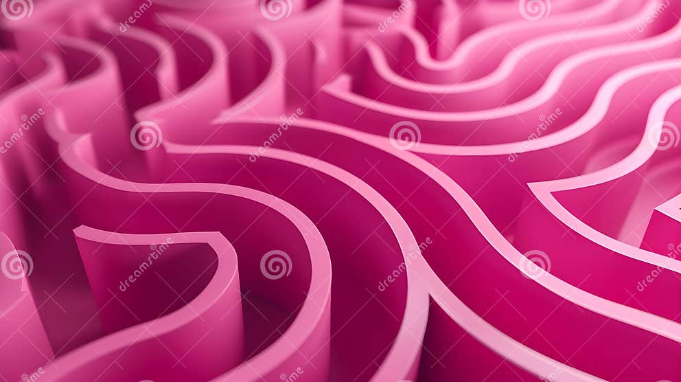 Abstract Background of a Curved Maze in Fuchsia Colors. 3D Render Stock ...
