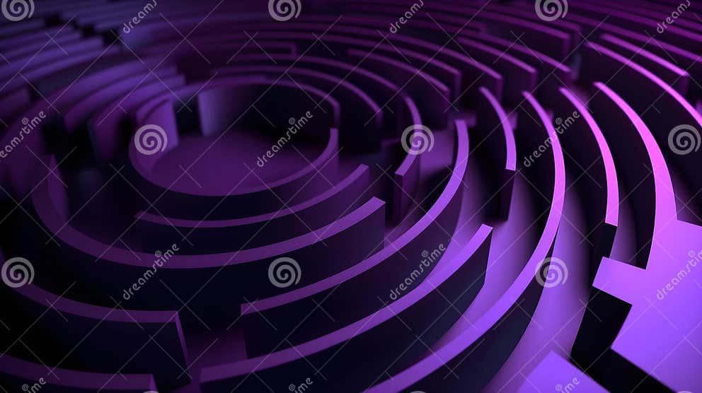 Abstract Background of a Curved Maze in Purple Colors. 3D Render Stock ...