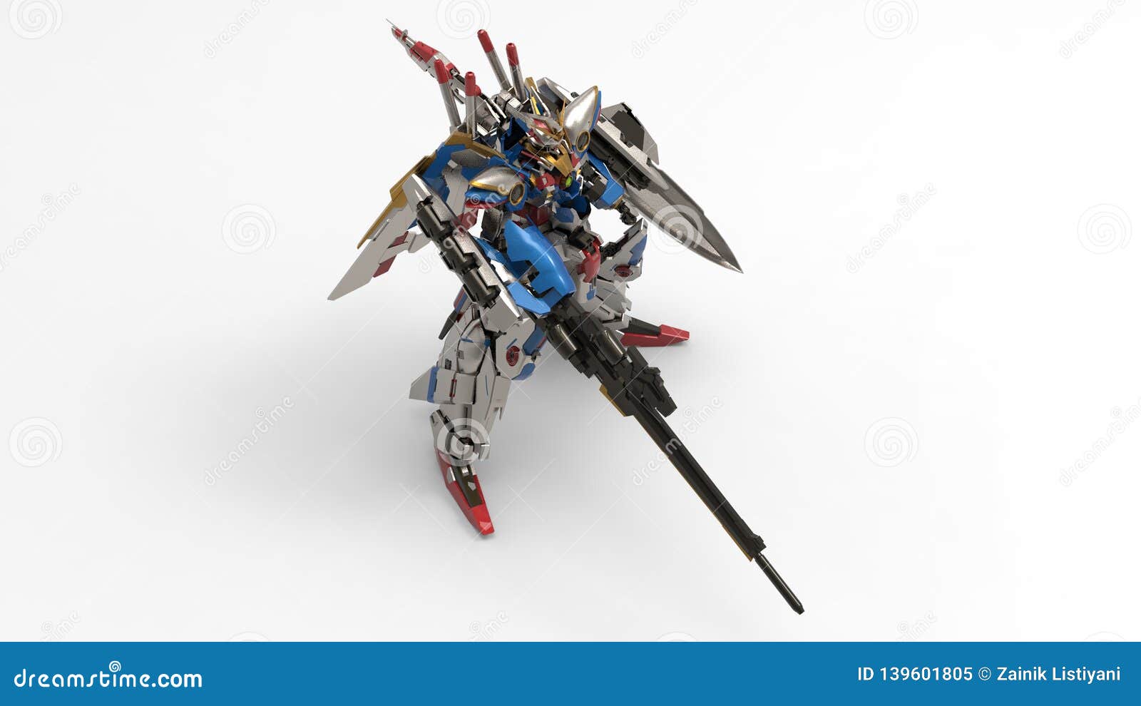 3d Rendering of a Mech Standing on a White Background Stock ...