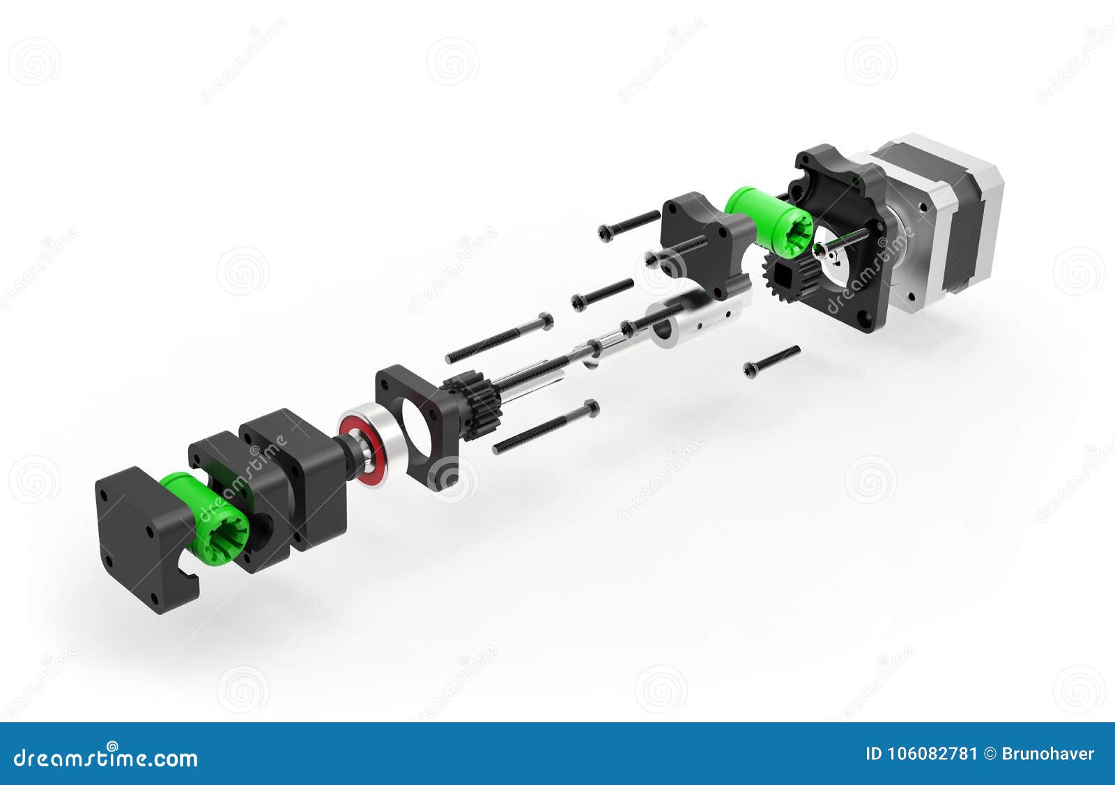 3d Render Mechanical Model Isolated on White Background. Stock ...