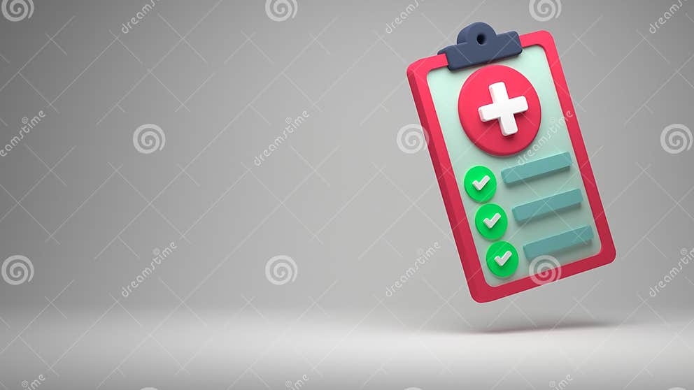 3D Rendering of a Medicine Checklist Report Stock Illustration ...