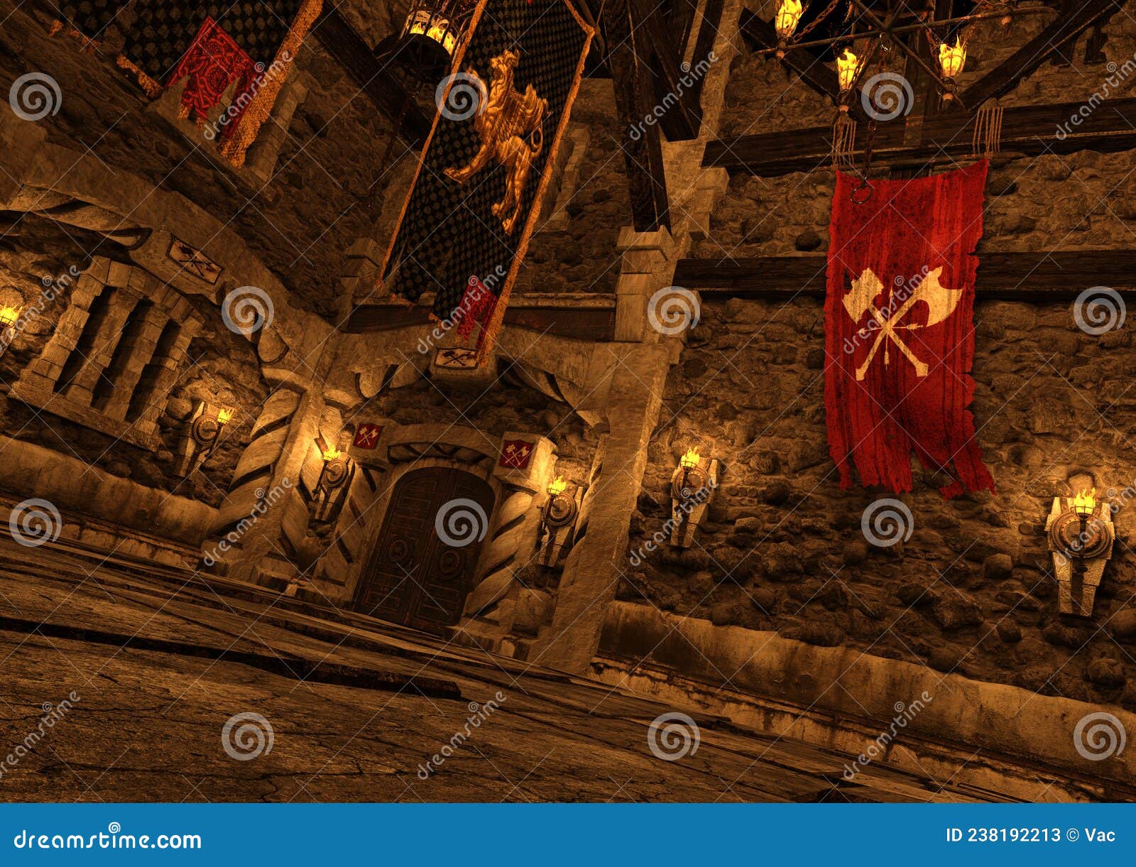 3D Rendering Medieval Castle Stock Illustration - Illustration of royal ...
