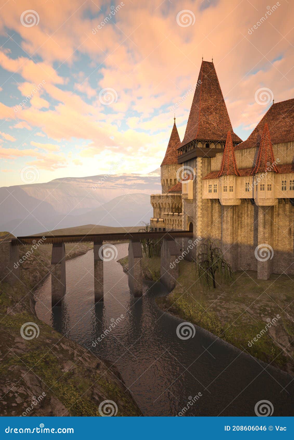 3D Rendering Medieval Castle Stock Illustration - Illustration of ...