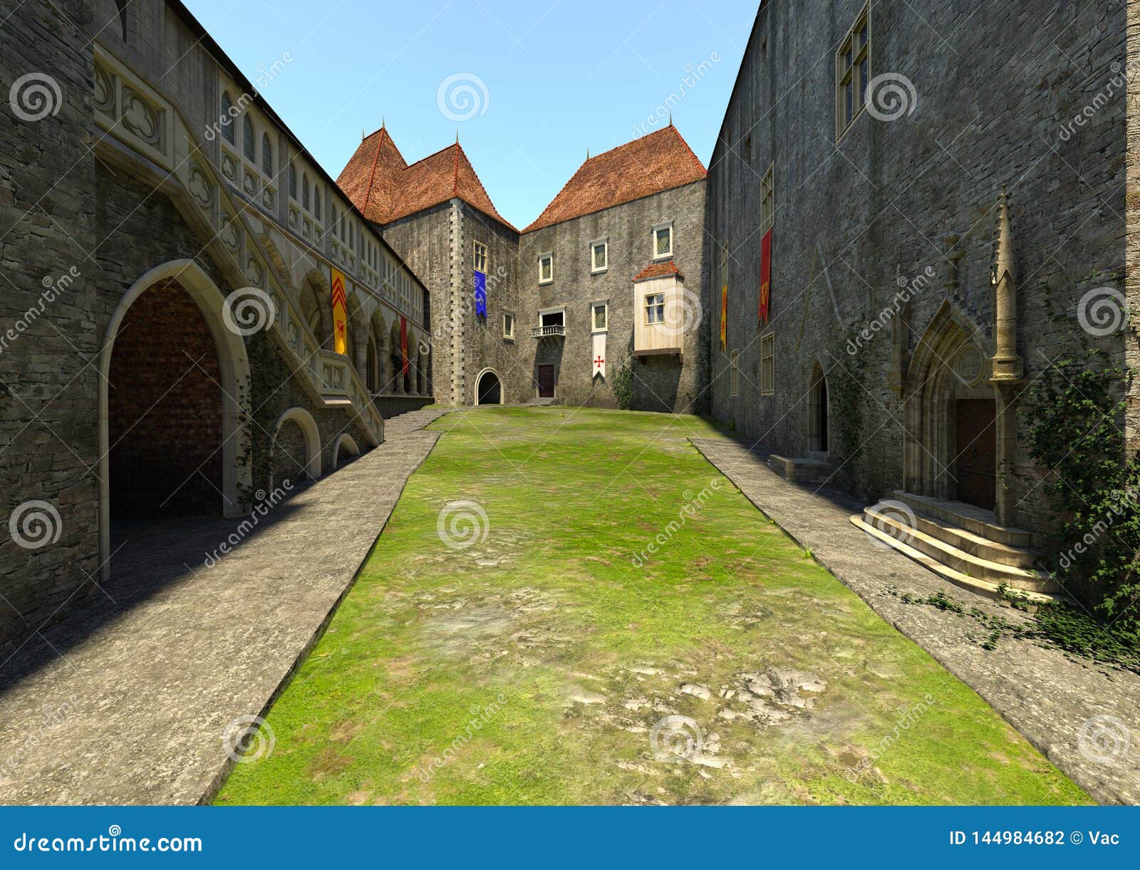 3D Rendering Medieval Castle Stock Illustration - Illustration of ...