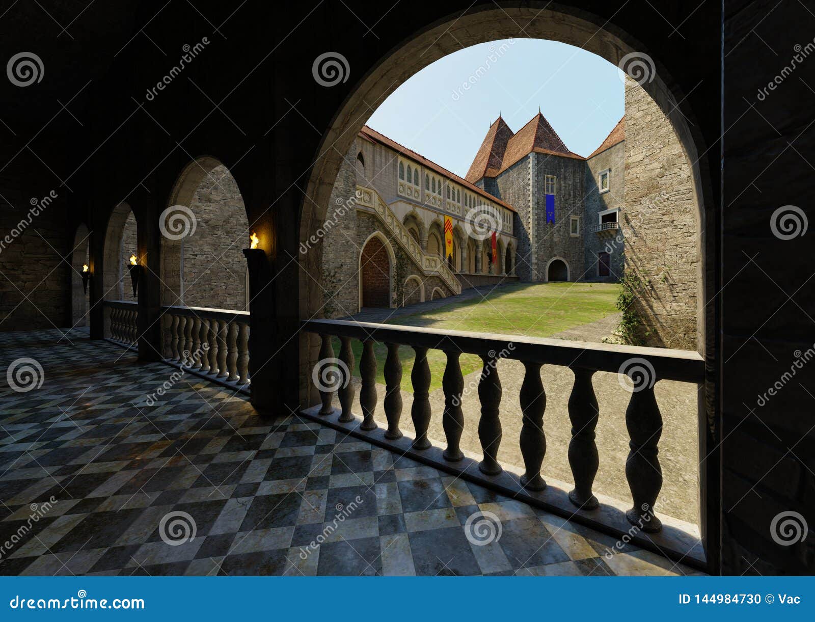 3D Rendering Medieval Castle Stock Illustration - Illustration of tower ...