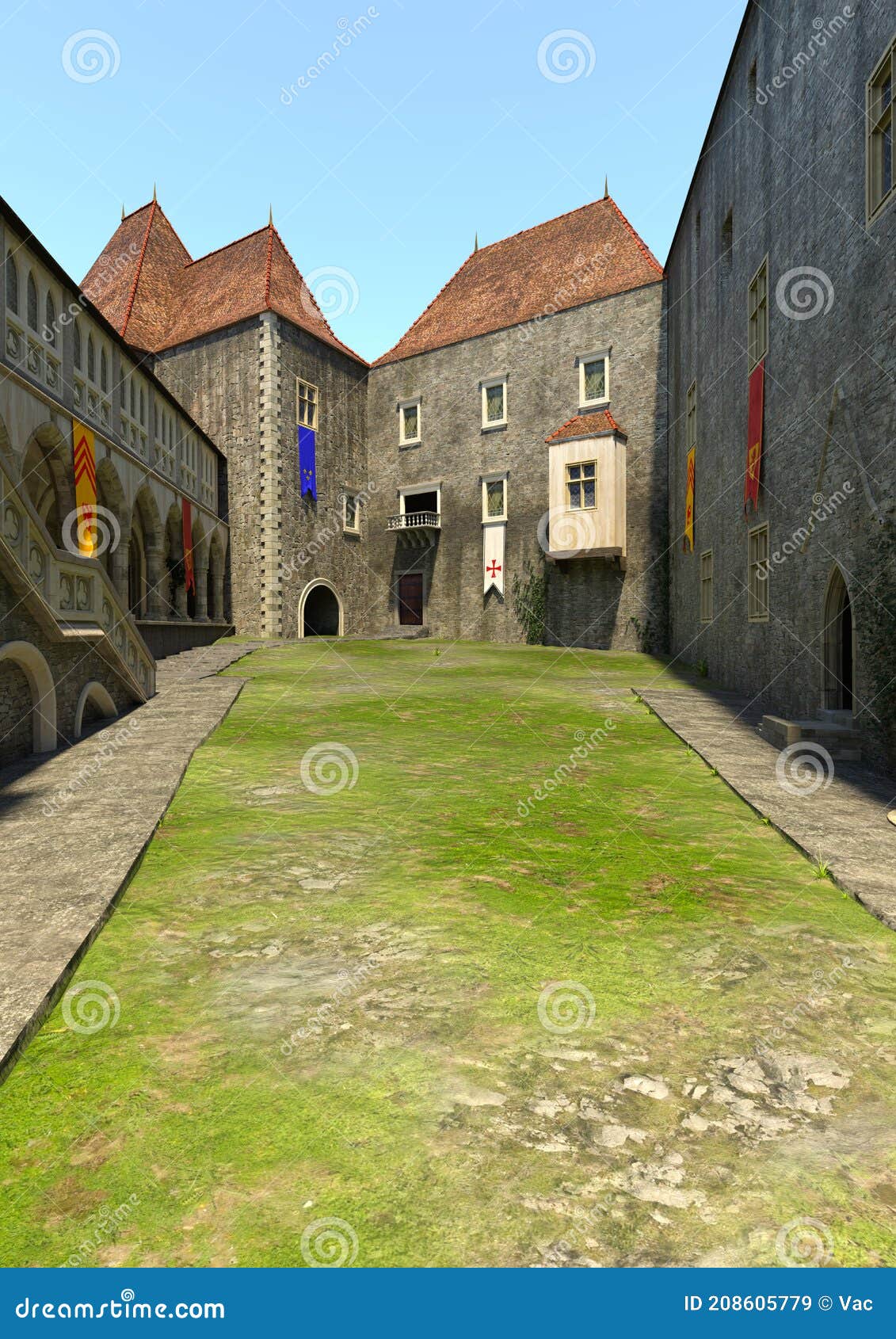 3D Rendering Medieval Castle Stock Illustration - Illustration of ...