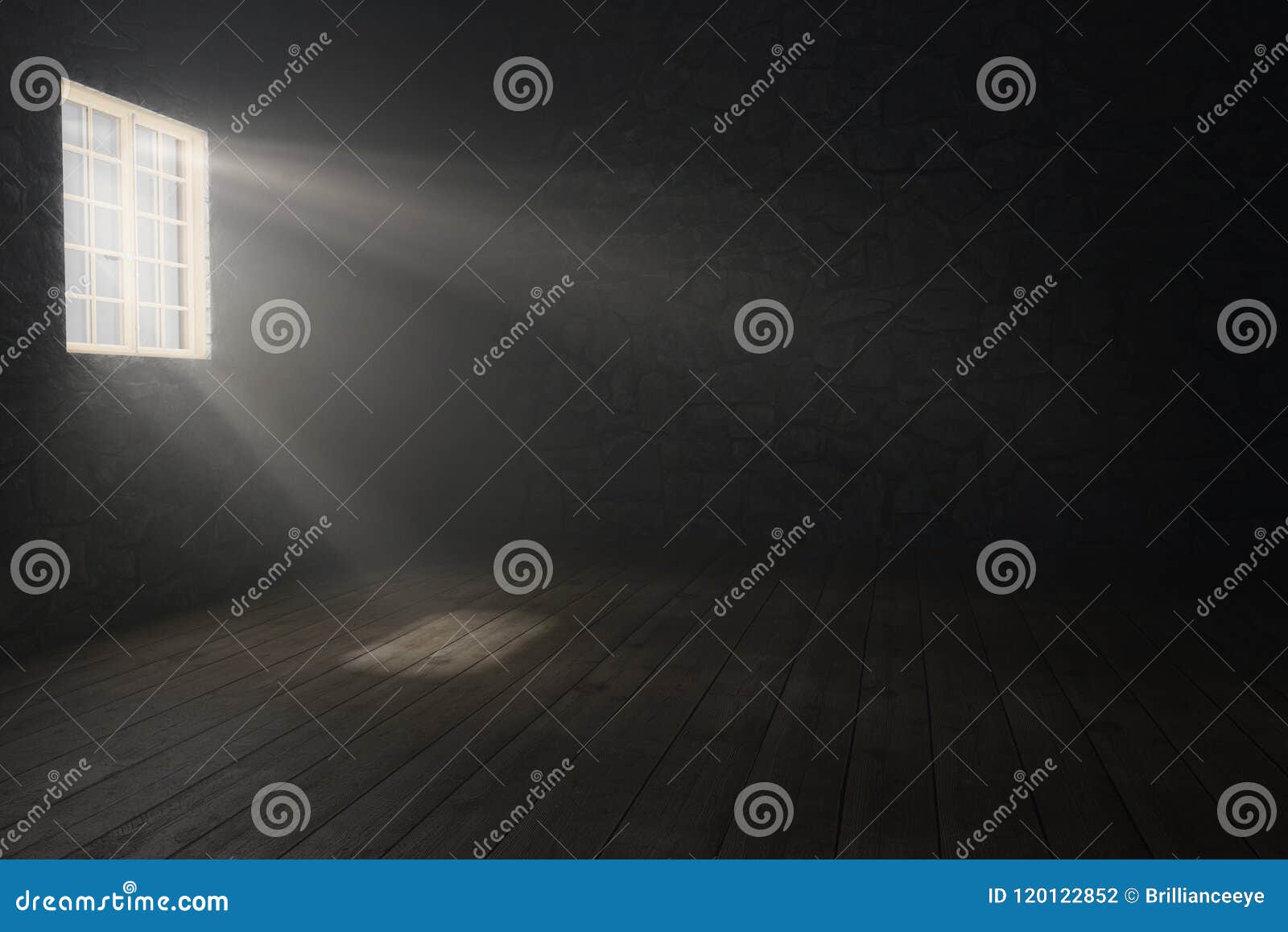 3d Rendering of Medieval Empty Room with Light Rays Stock Illustration ...