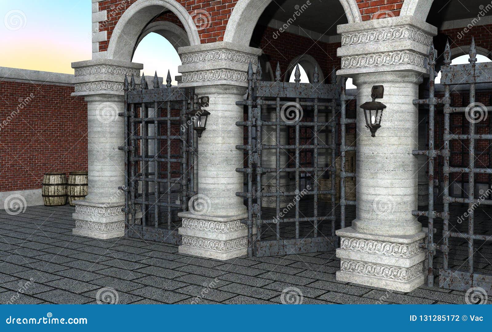 3D Rendering Medieval Gate House Stock Illustration - Illustration of ...