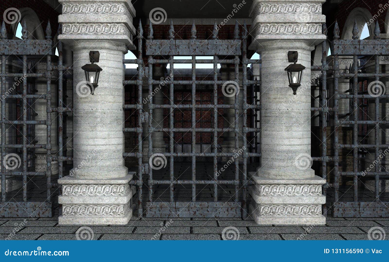 3D Rendering Medieval Gate House on White Stock Illustration ...
