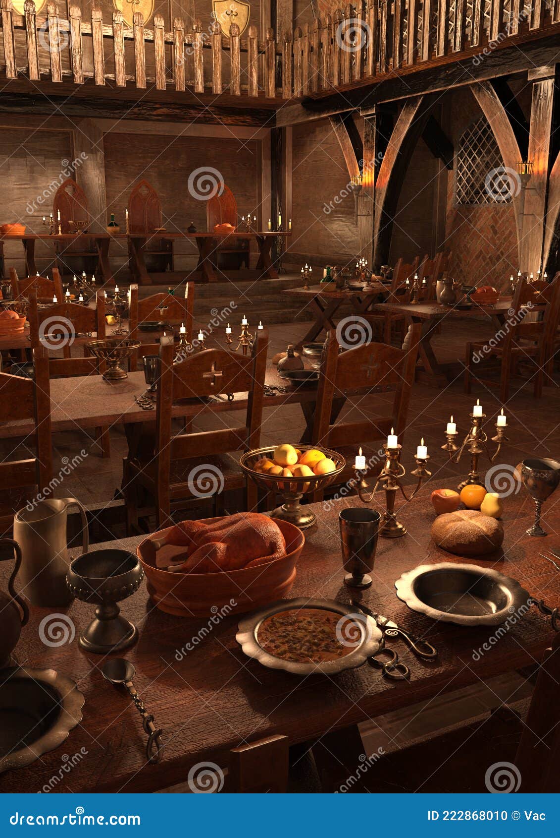 Medieval Hall And Iron Railings Royalty-Free Illustration ...