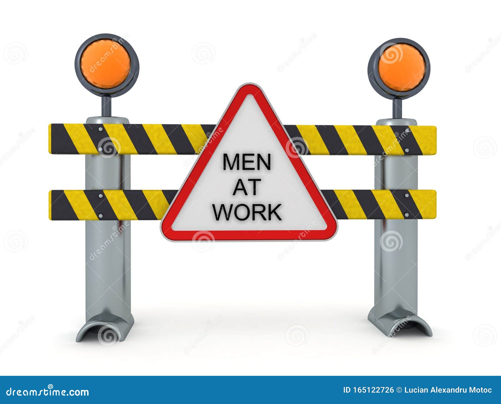 3D Rendering of Men at Work Sign Stock Illustration - Illustration of ...