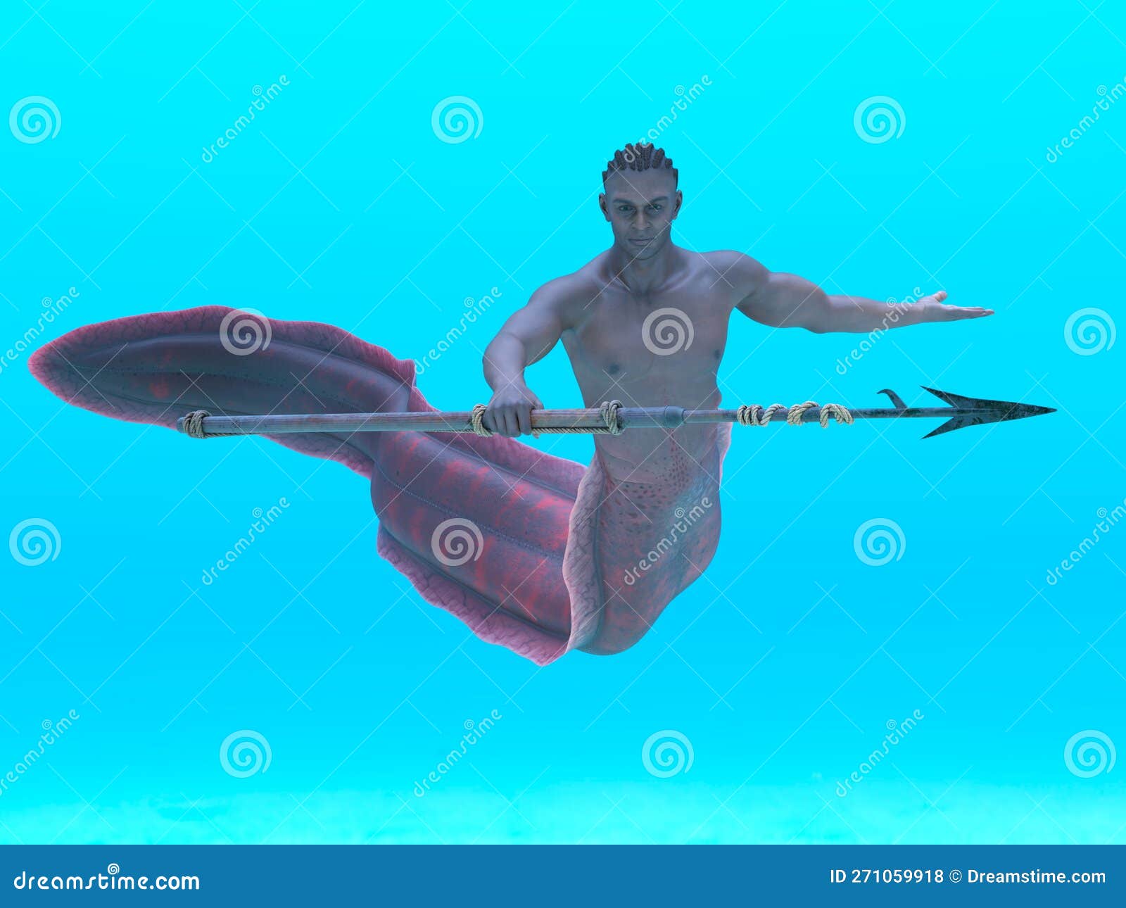 3D rendering of a merman stock illustration. Illustration of rendering ...