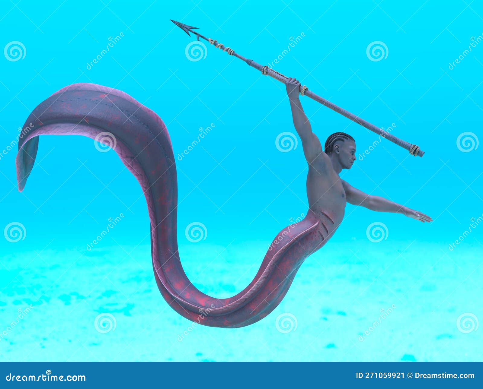 3D rendering of a merman stock illustration. Illustration of beautiful ...