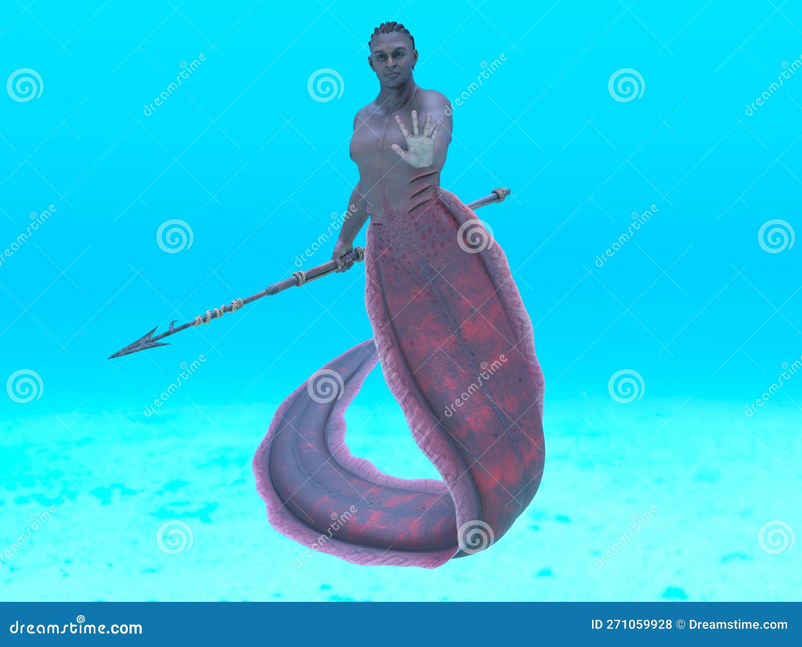 3D rendering of a merman stock illustration. Illustration of mermaid ...
