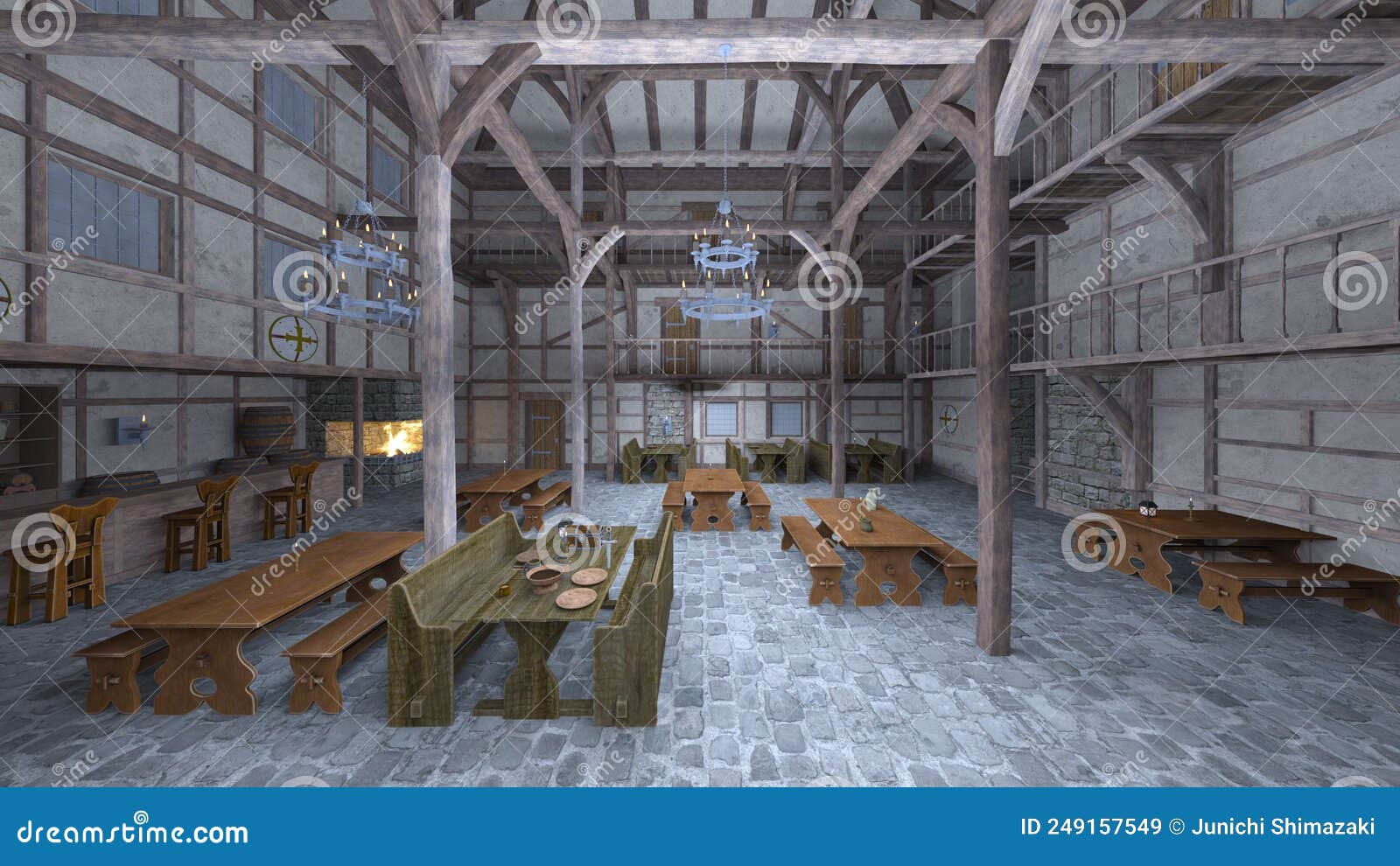 3D Rendering of the Mess Hall Stock Illustration - Illustration of ...