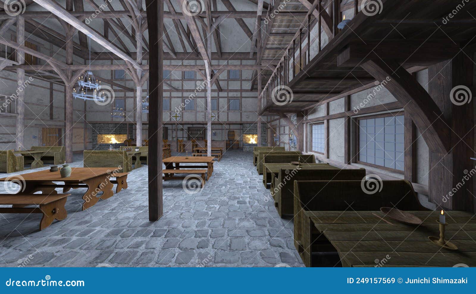 3D Rendering of the Mess Hall Stock Illustration - Illustration of mess ...