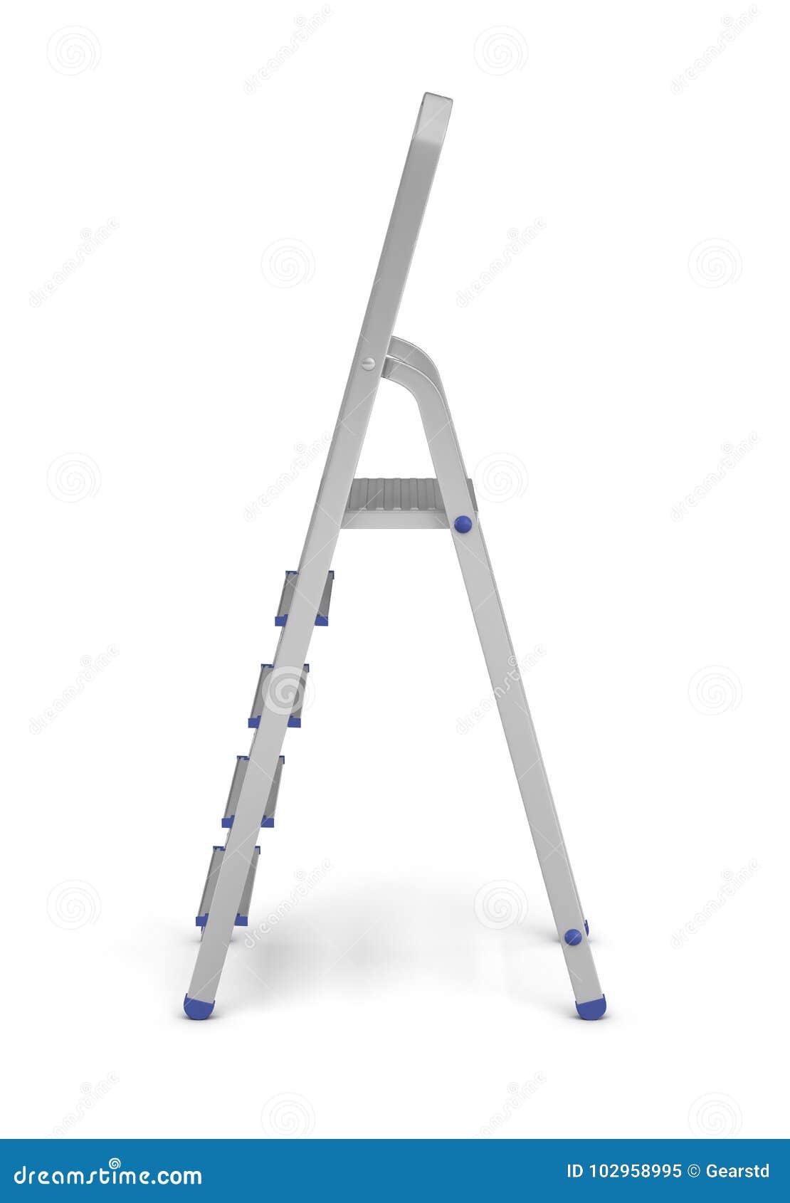 3d Rendering of a Metal Builder`s Step Ladder with Blue Fittings in ...