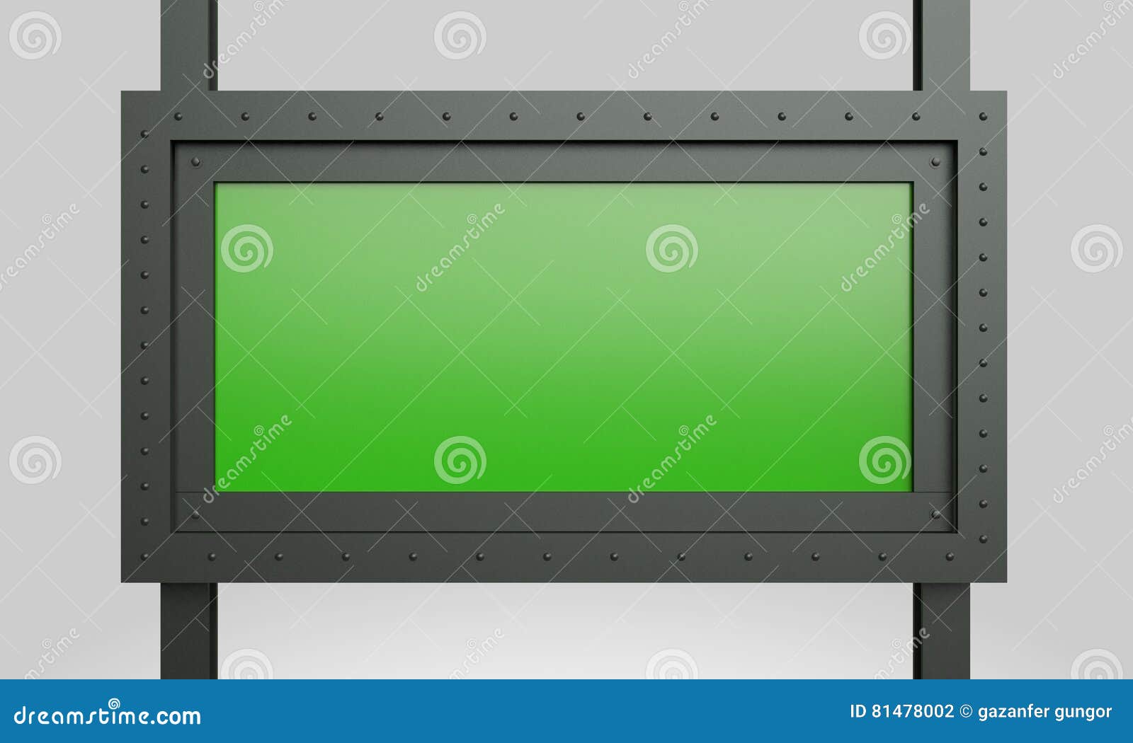 3d Rendering Metal Construction Green Sign Stock Illustration ...