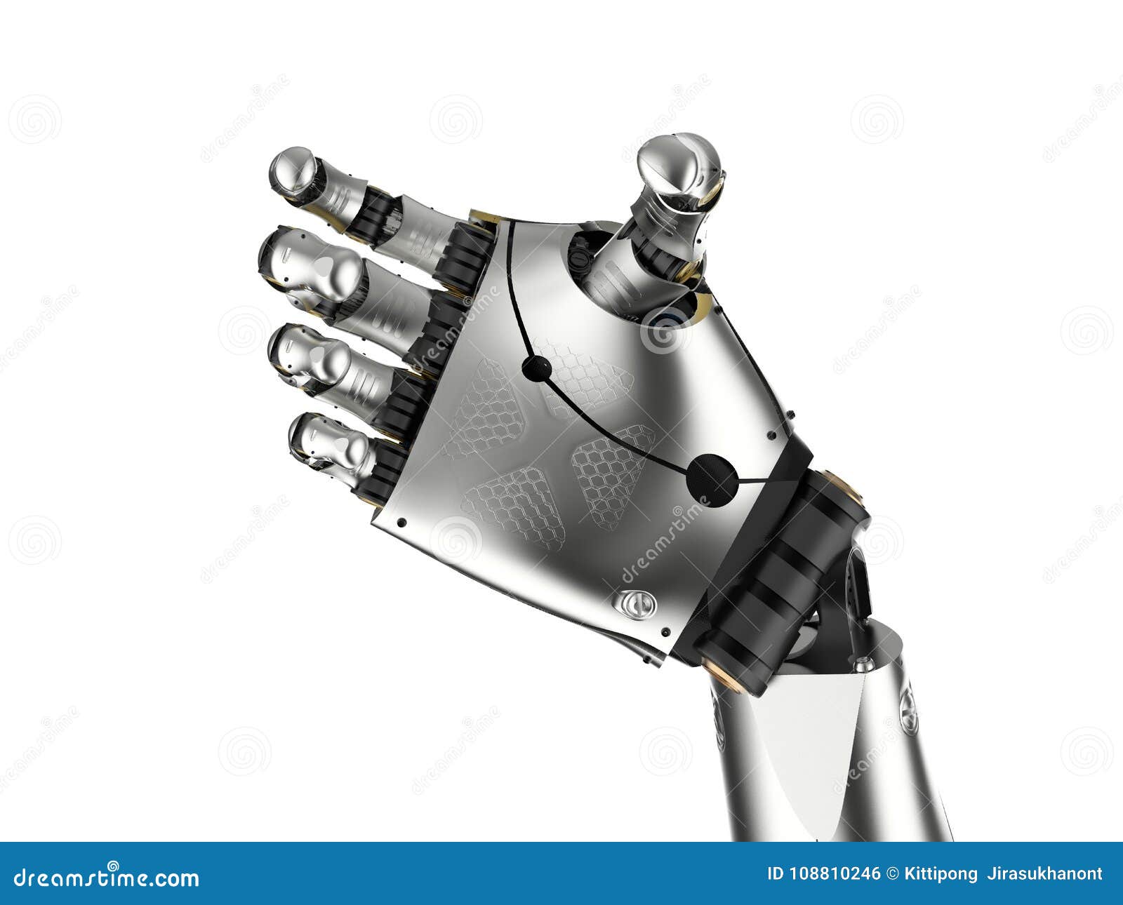 Cyborg hand isolated stock illustration. Illustration of metal - 108810246
