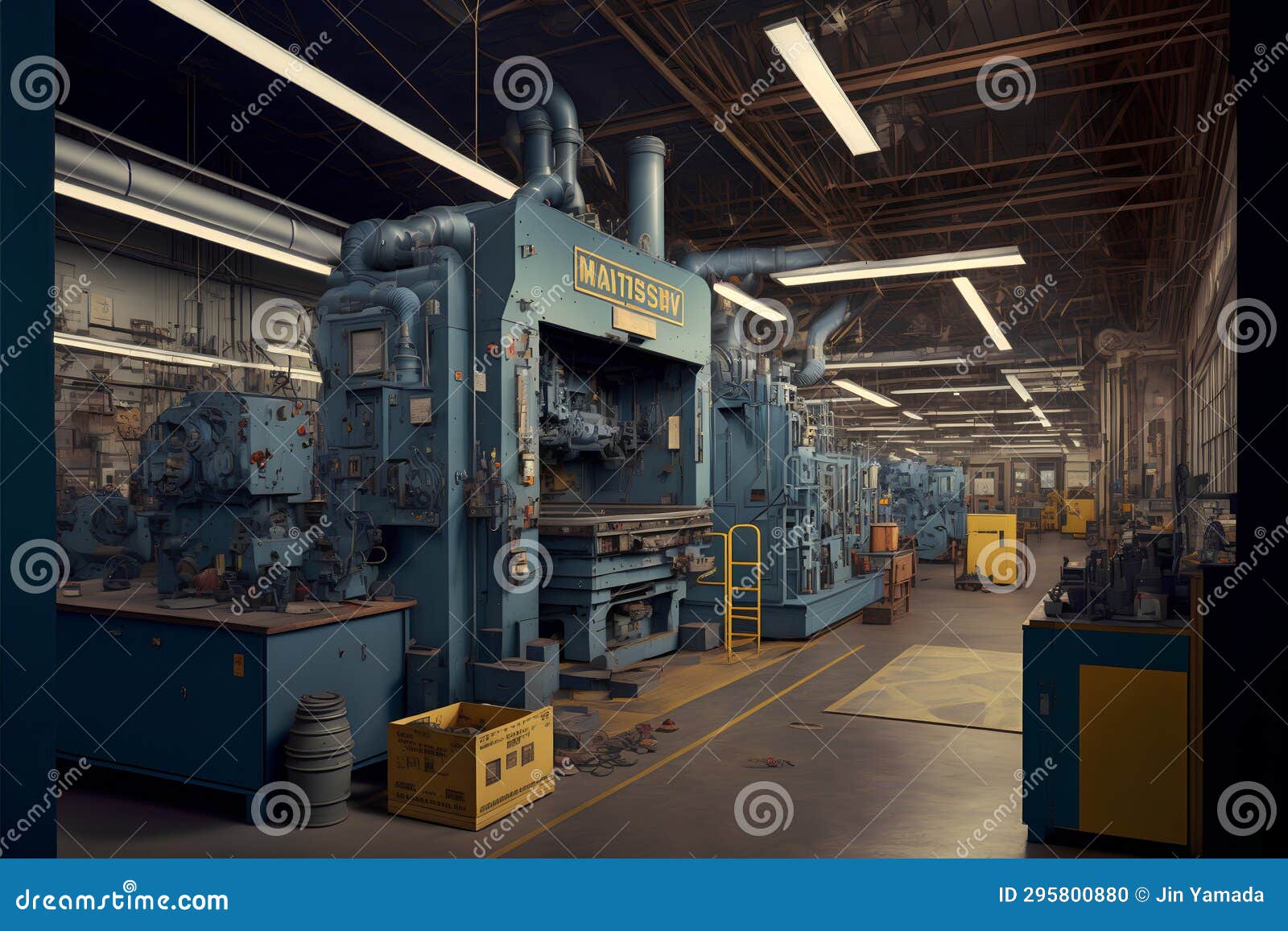 3d Rendering of a Metalworking Machine Inside a Factory Building. Stock ...
