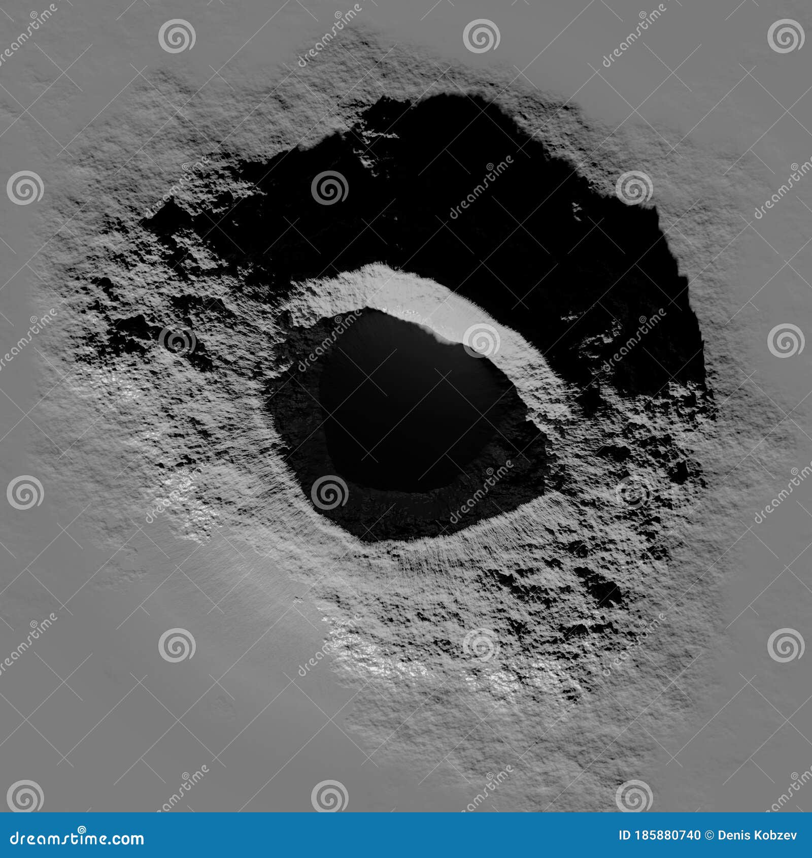 3d Rendering. a Meteorite Crater on the Surface of a Satellite, Moon or ...