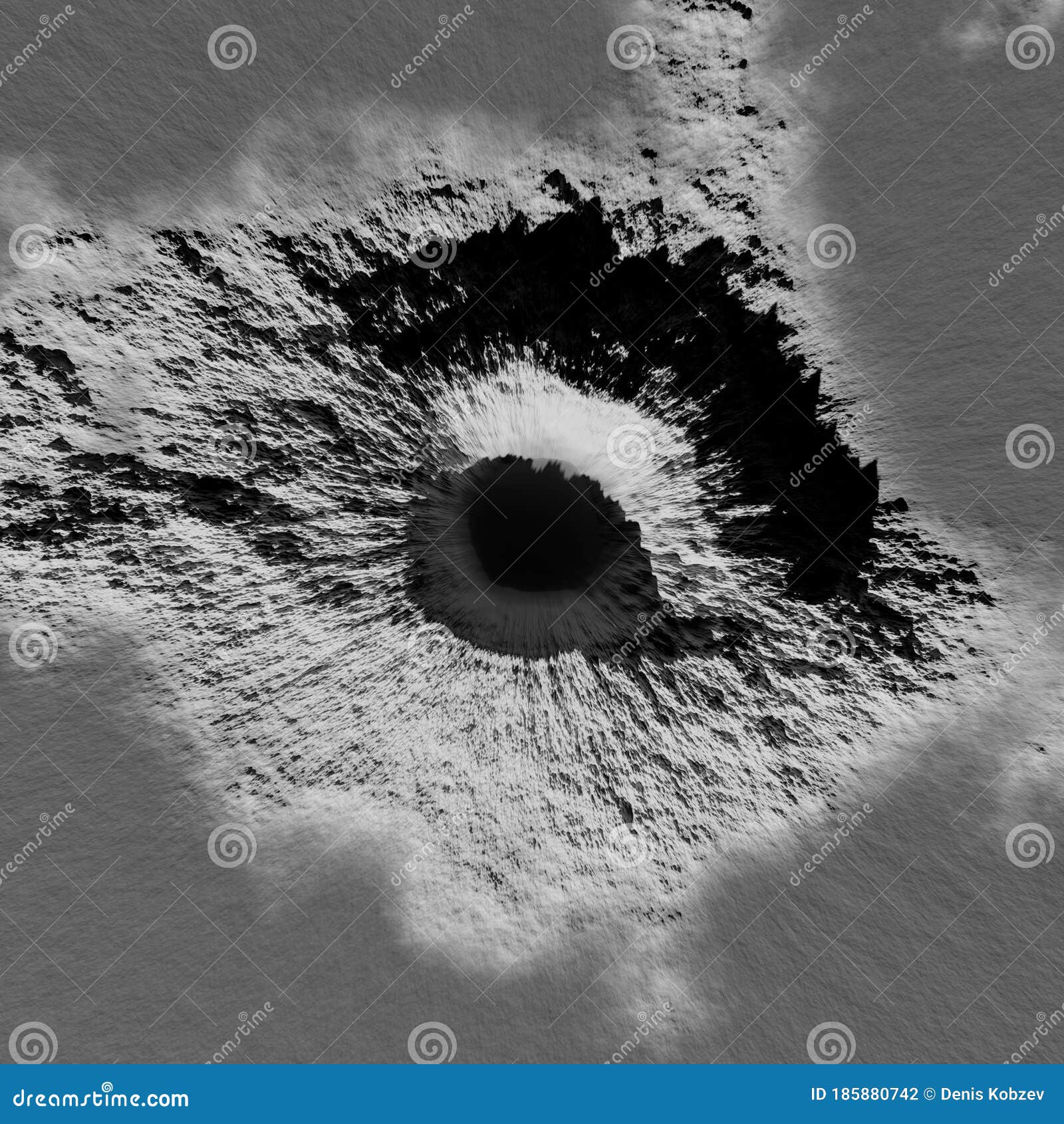 3d Rendering. a Meteorite Crater on the Surface of a Satellite, Moon or ...