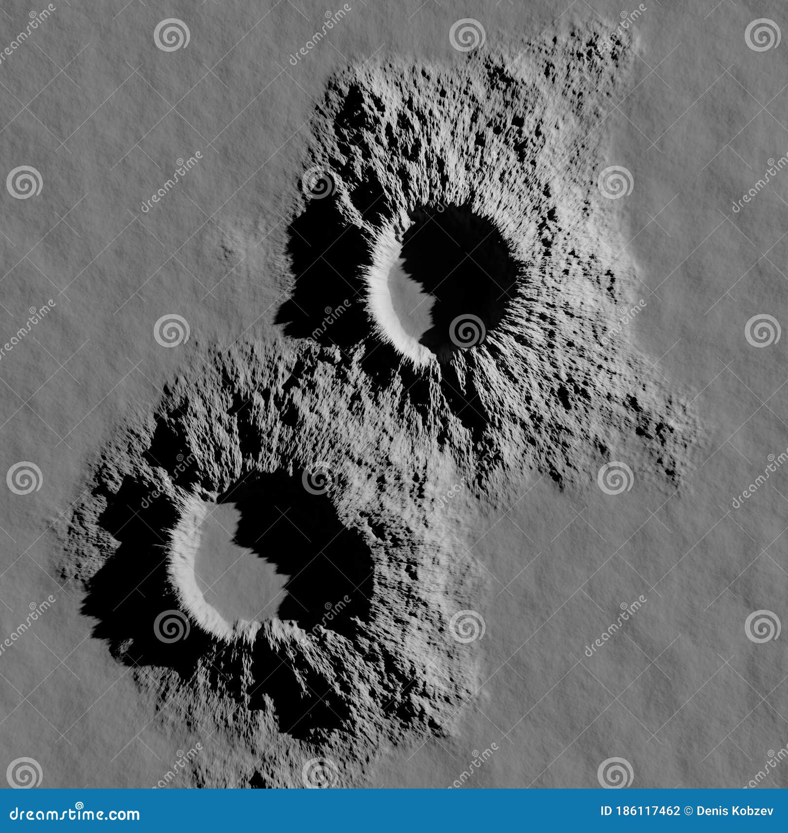 3d Rendering. a Meteorite Crater on the Surface of a Satellite, Moon or ...