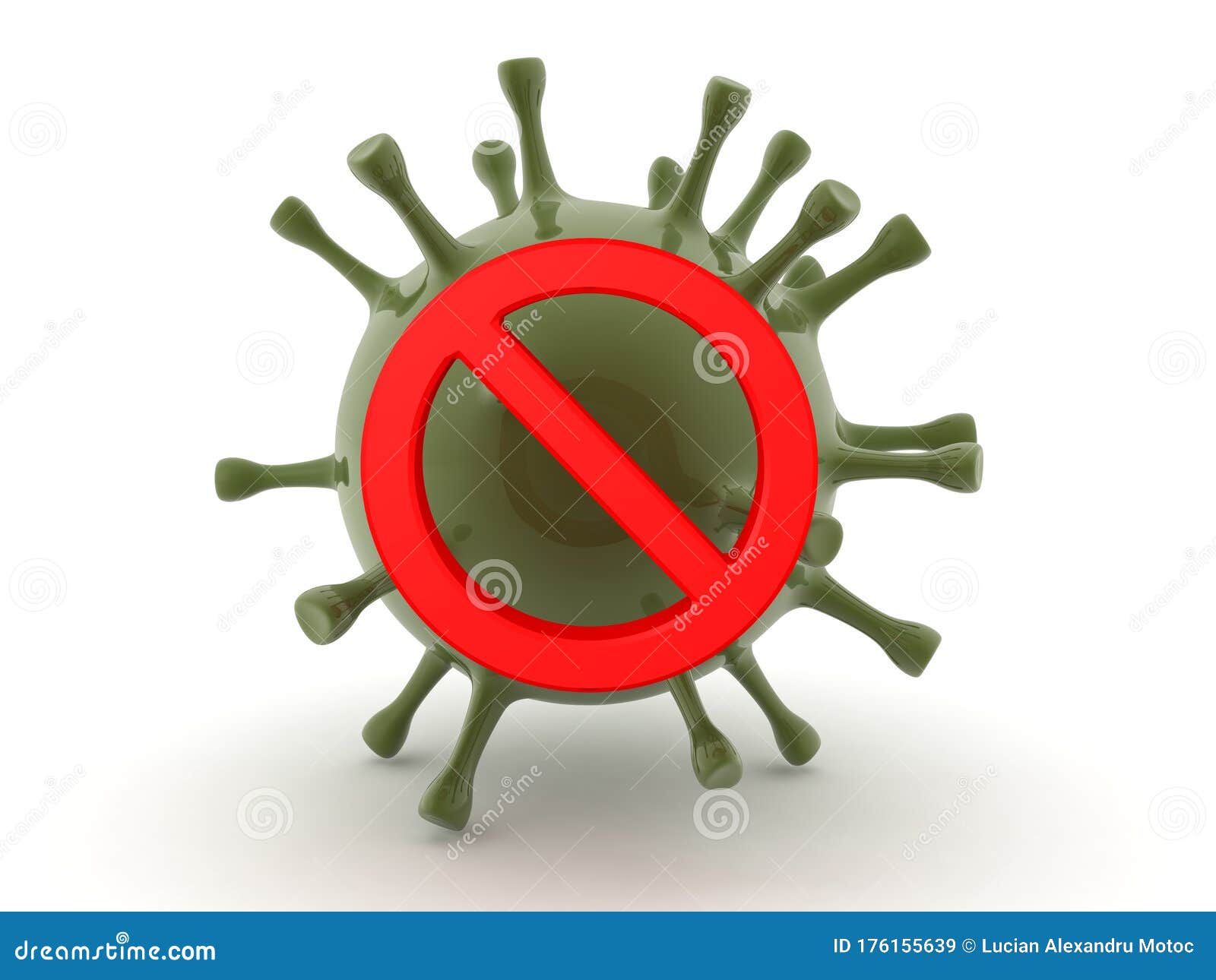 3D Rendering of Microbe Bacteria Virus with Forbidden Sign Over it ...