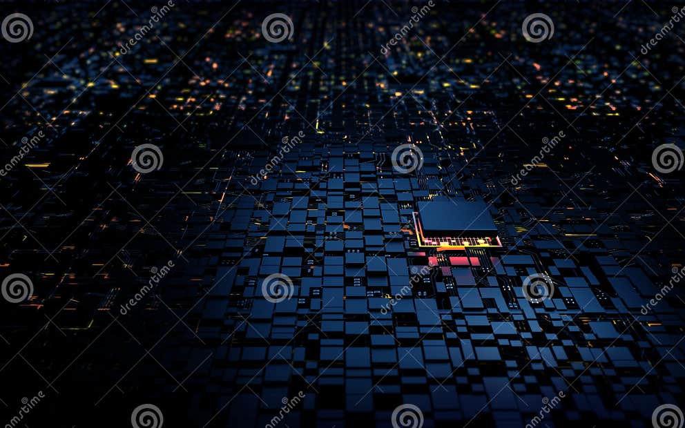 3d Rendering Microprocessor Cpu Chipset Central Processor Unit On The