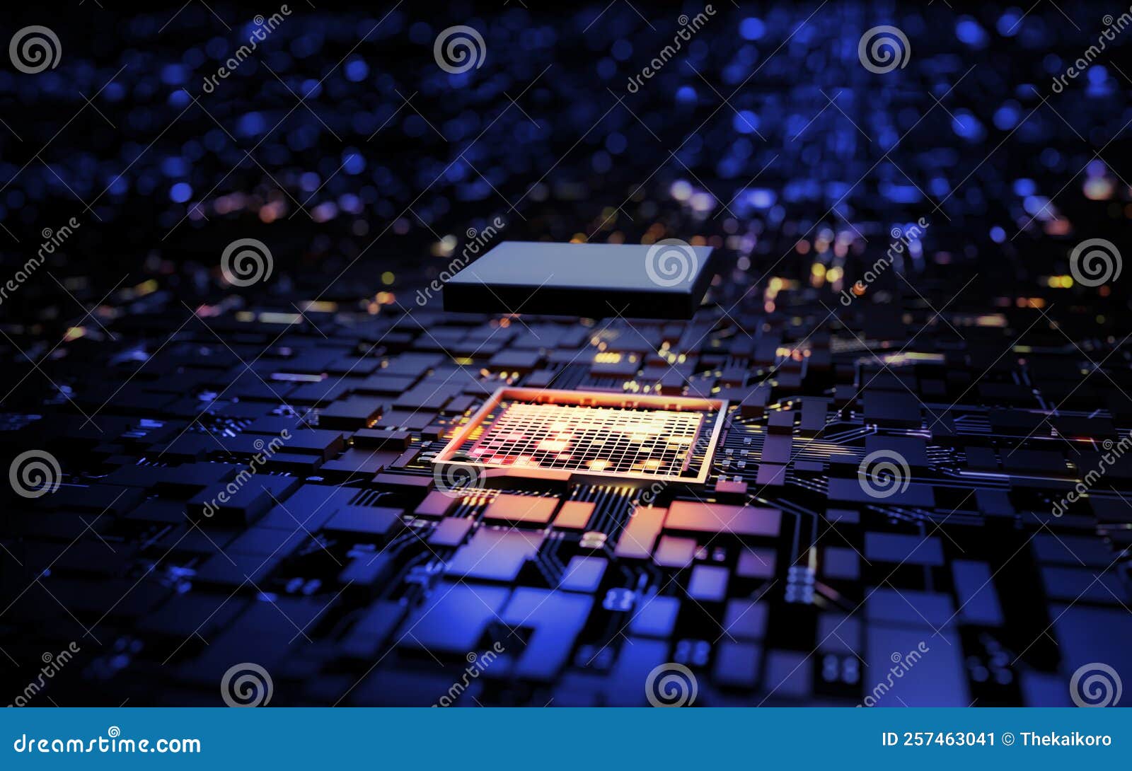 3d Rendering Microprocessor Cpu Chipset Central Processor Unit On The Illumination Circuit 5940