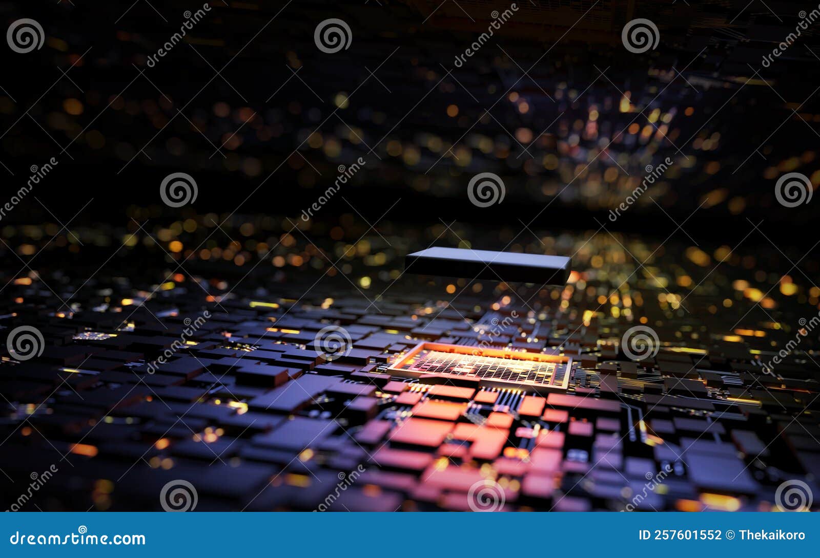 3D Rendering Microprocessor CPU Chipset Central Processor Unit On The Illumination Circuit ...