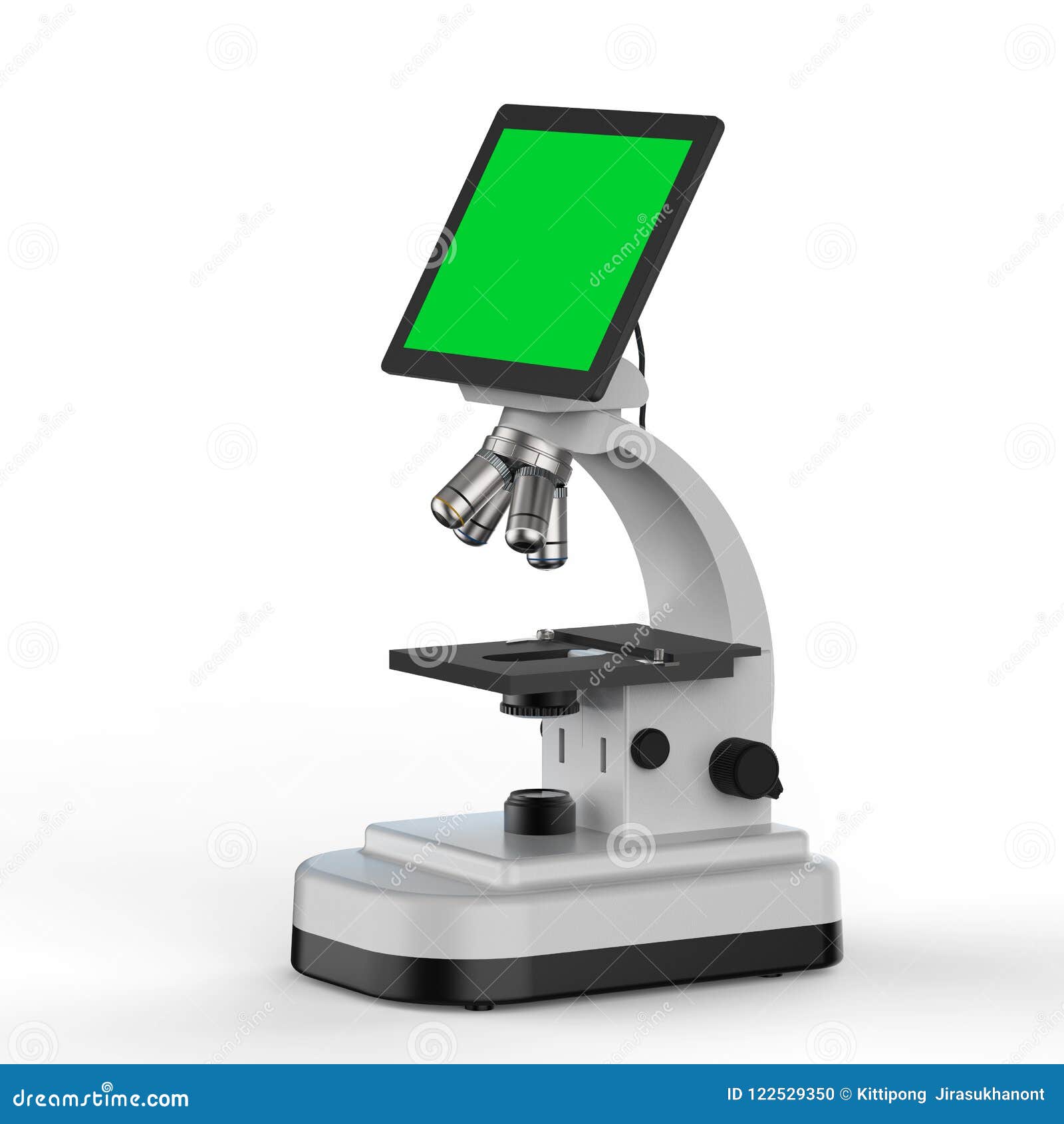 Microscope with Empty Screen Stock Illustration - Illustration of ...