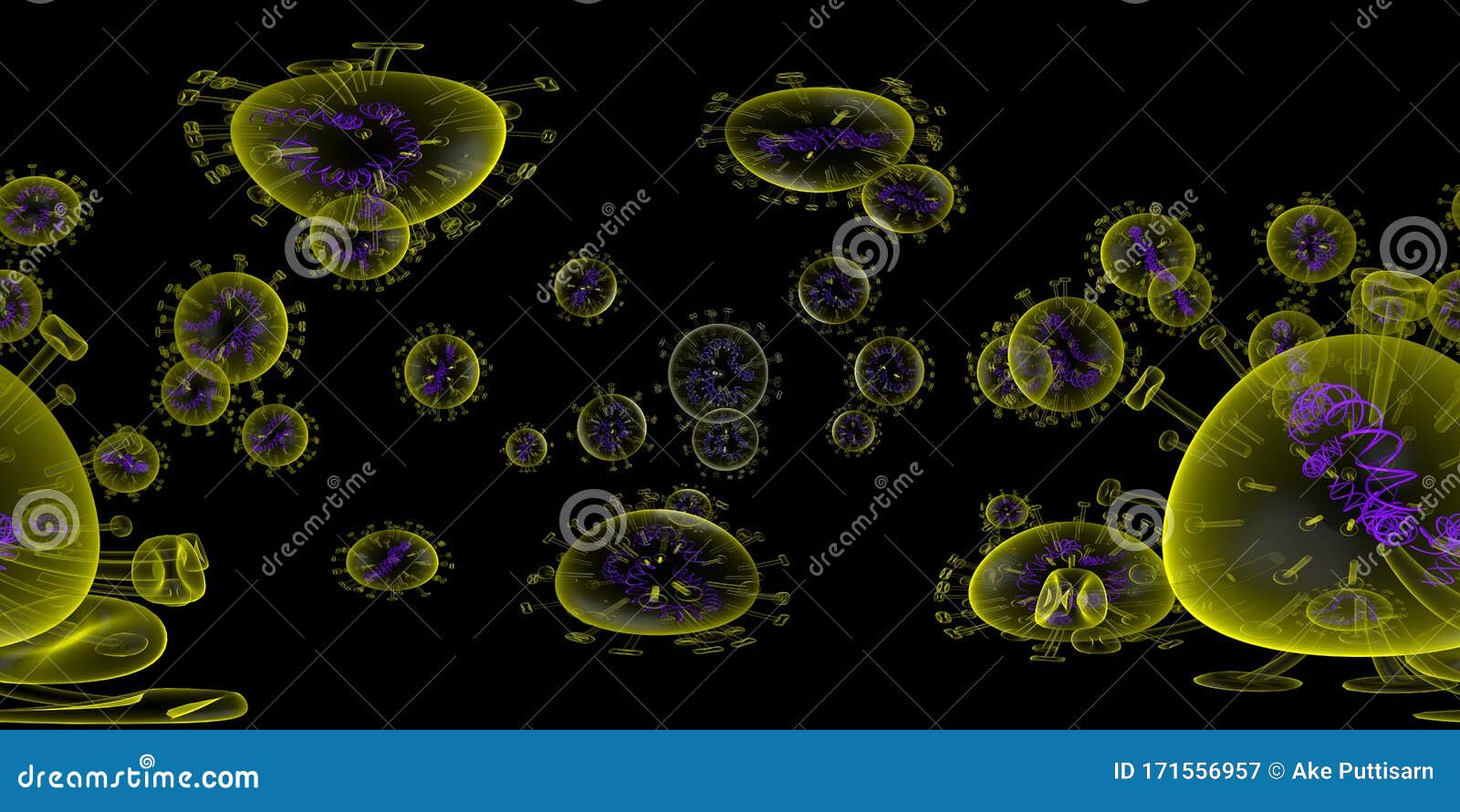 3d Rendering Microscope Virus- Bacteria Close Up. Equirectangular 360 ...