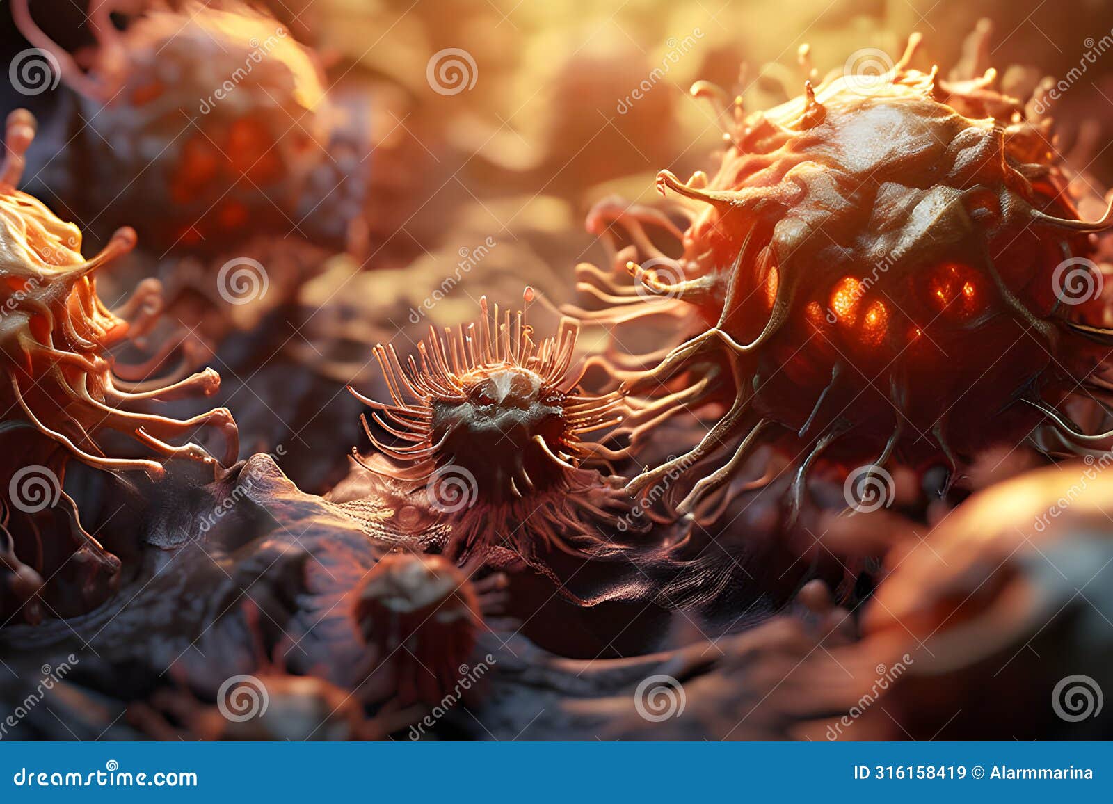 3D Rendering of Microscopic Human Cells and Cancer Cells on Science Day ...