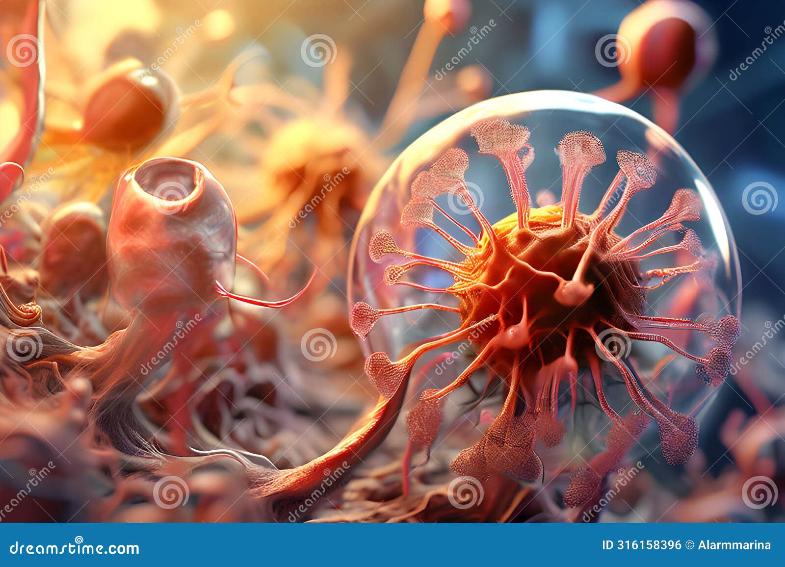 3D Rendering of Microscopic Human Cells and Cancer Cells on Science Day ...