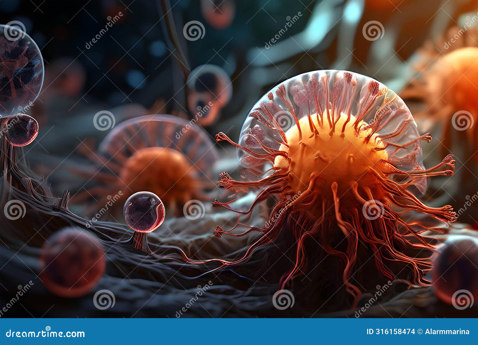 3D Rendering of Microscopic Human Cells and Cancer Cells on Science Day ...
